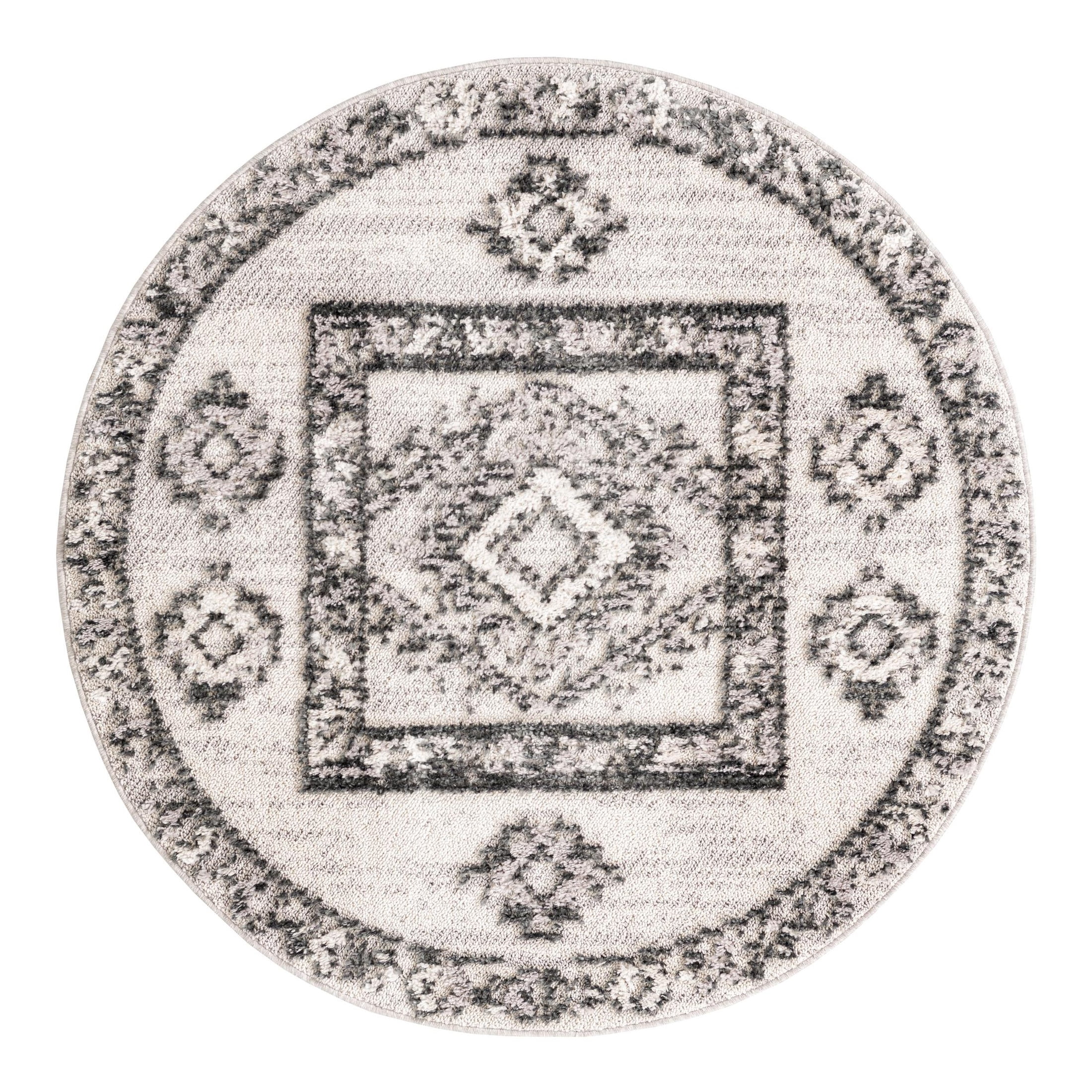 Unique Loom Cherokee Collection Area Rug - Boone (4' Round Sand/Gray ...