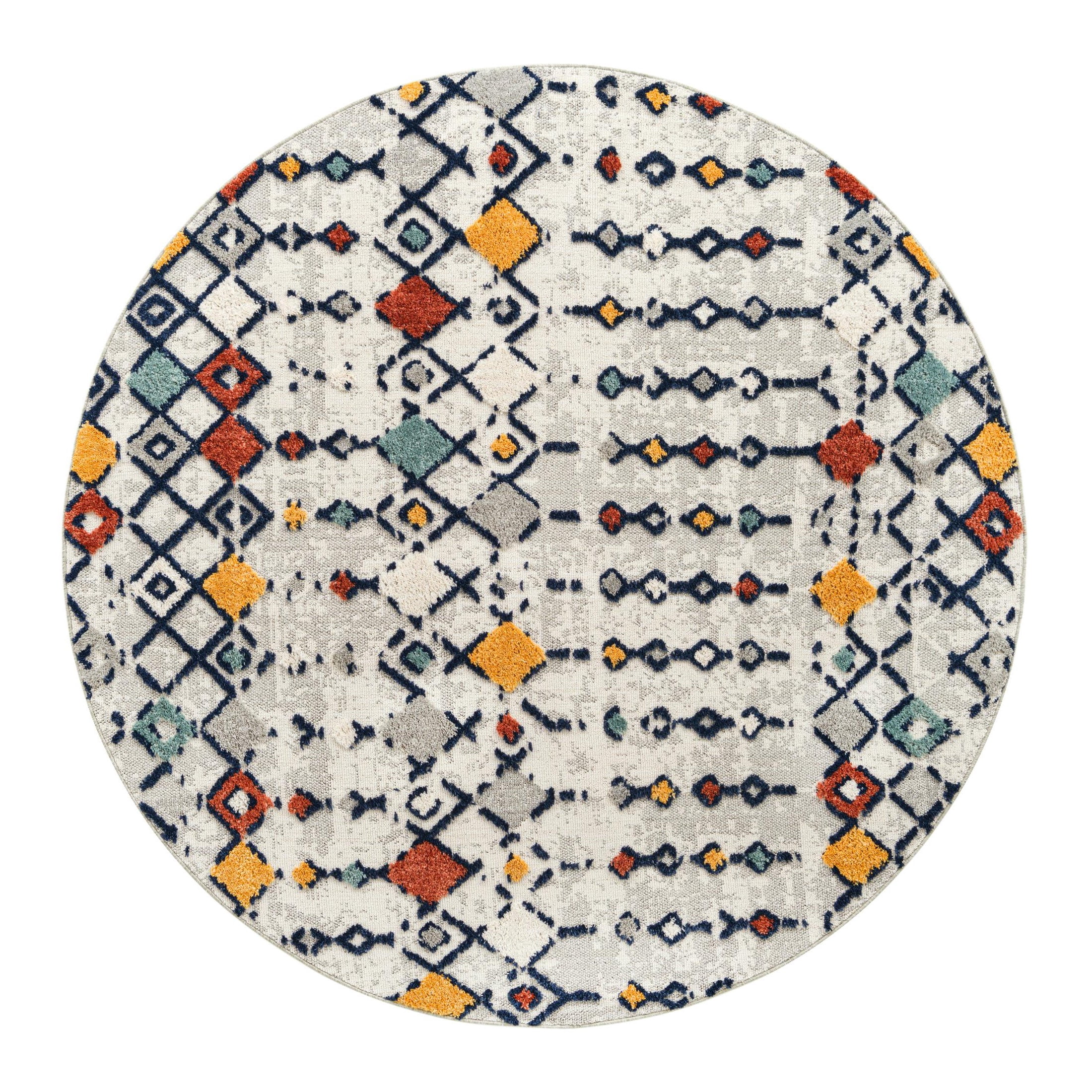 Unique Loom Cherokee Collection Area Rug - Clemson (7' Round Multi/Navy ...