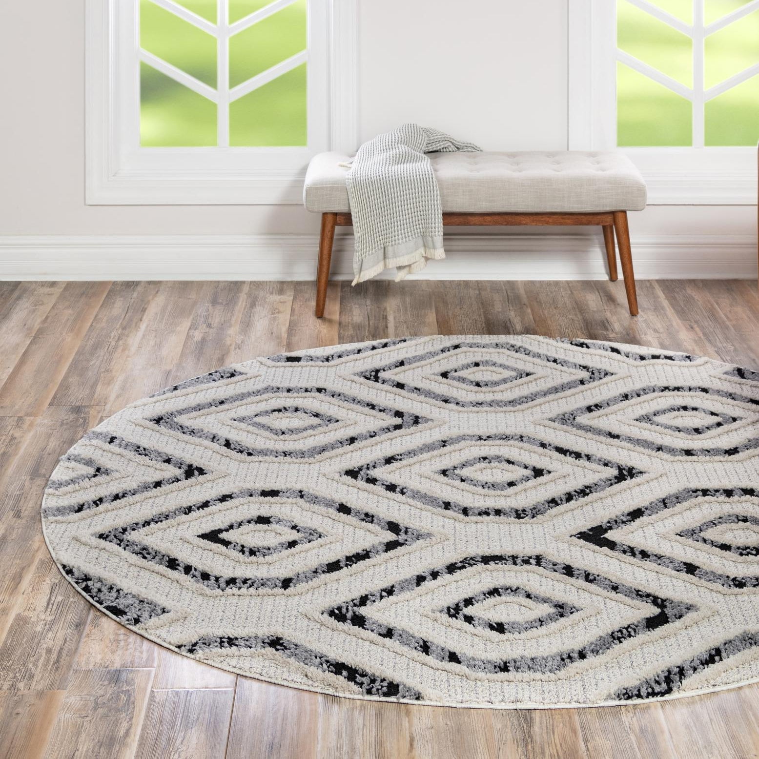 Unique Loom Cherokee Collection Area Rug - Gatlinburg (7' Round Black ...