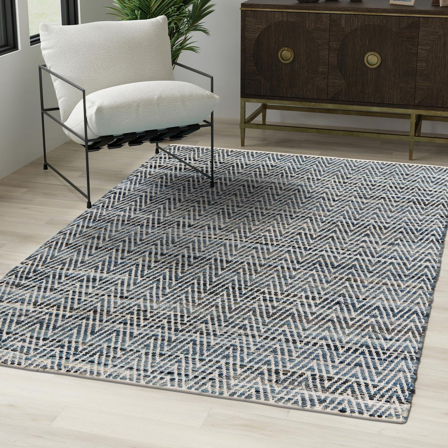 Unique Loom Chindi Chevron Collection Area Rug - Claire (2' x 3' 1 ...