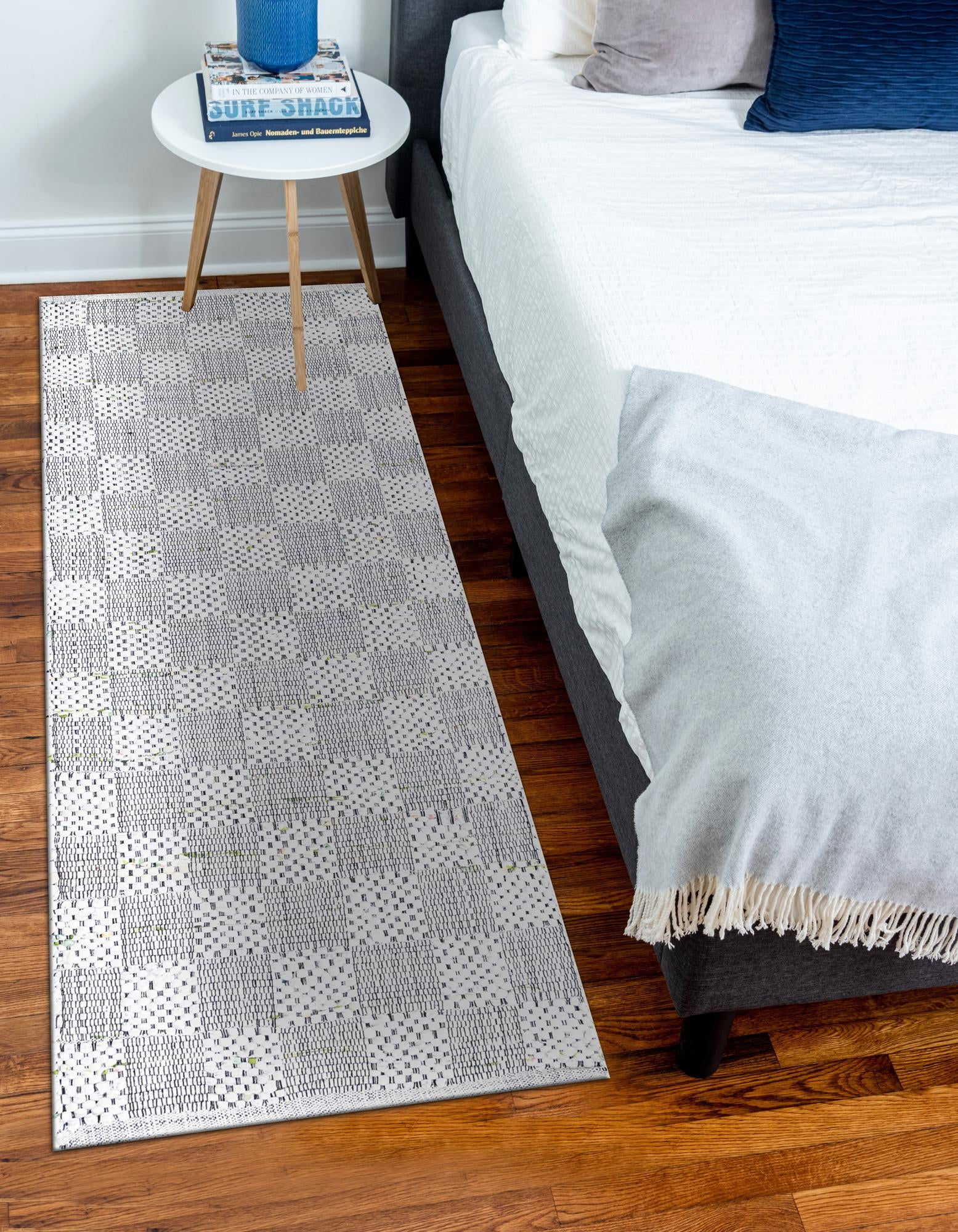 Unique Loom Chindi Cotton Collection Area Rug - Checkered (2' 7" x 6' 1 ...
