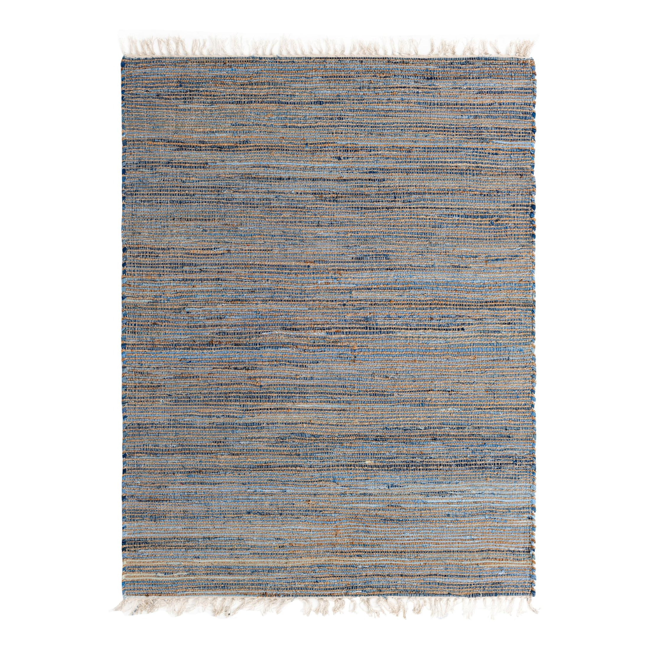 Unique Loom Chindi Jute Collection Area Rug (8' x 11' Rectangle Blue ...