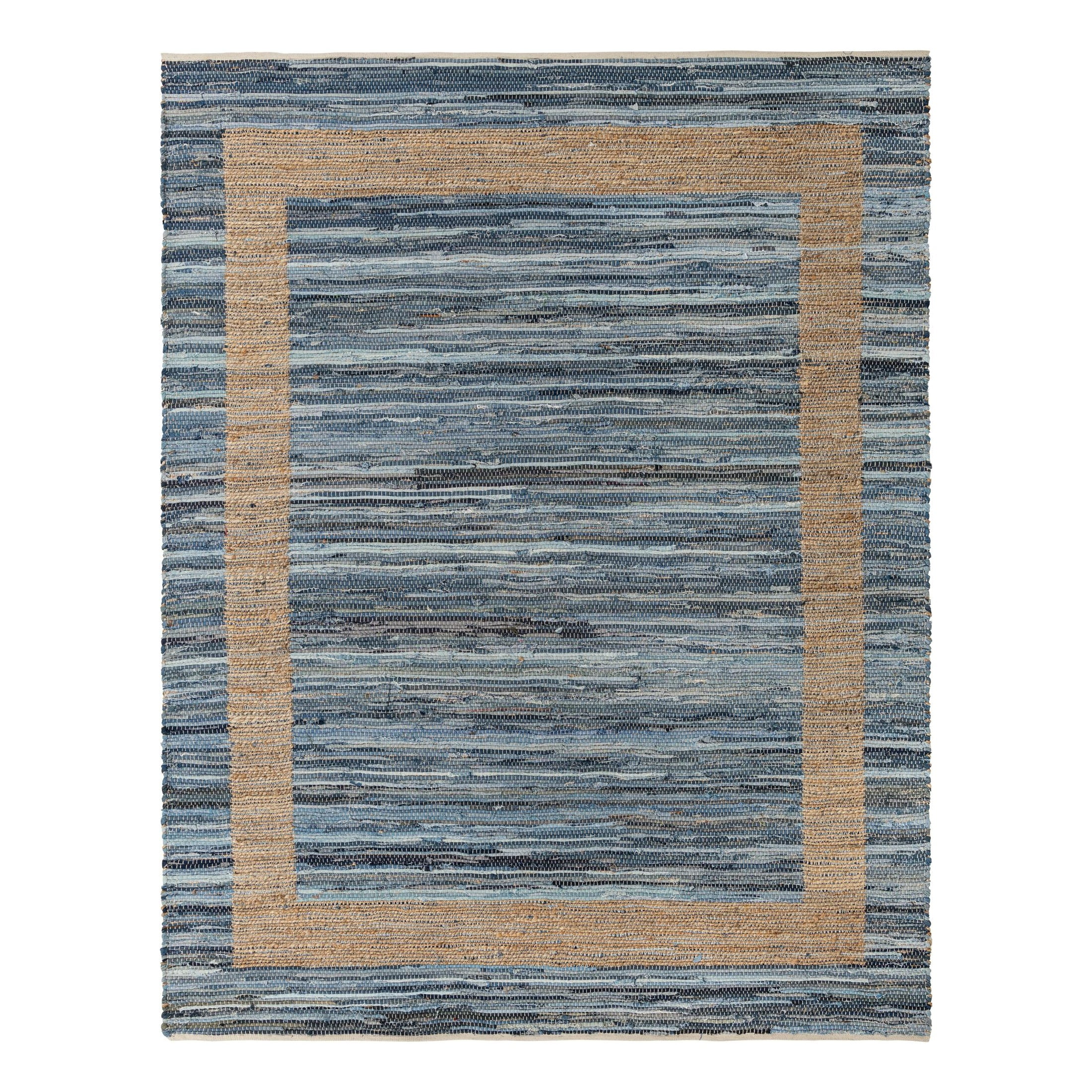 Unique Loom Chindi Jute Collection Area Rug (8' x 11' Rectangle Navy ...
