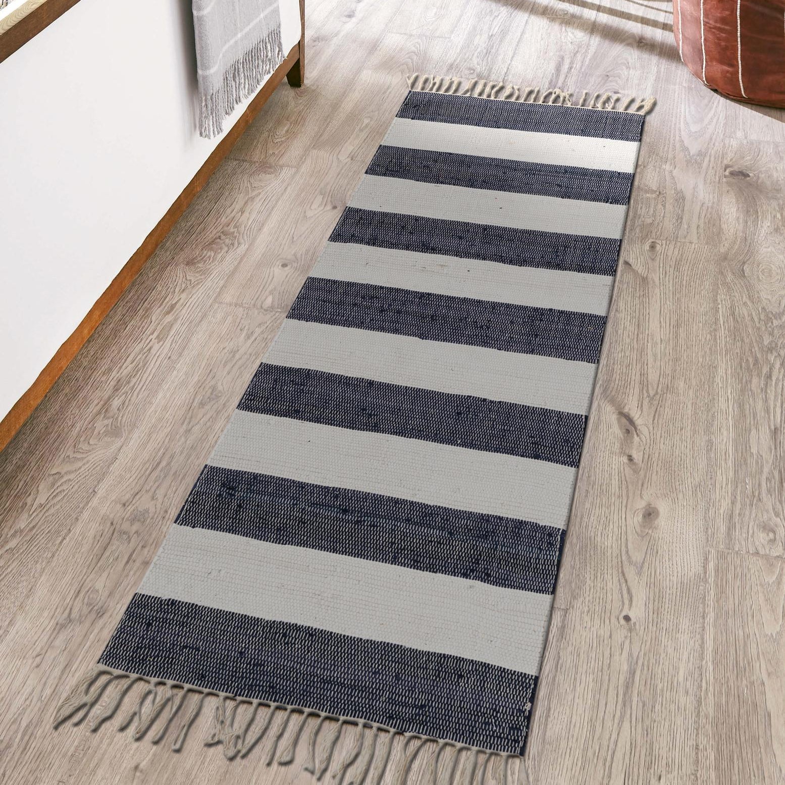 Unique Loom Chindi Rag Collection Area Rug - Striped (2' 2" x 12 ...