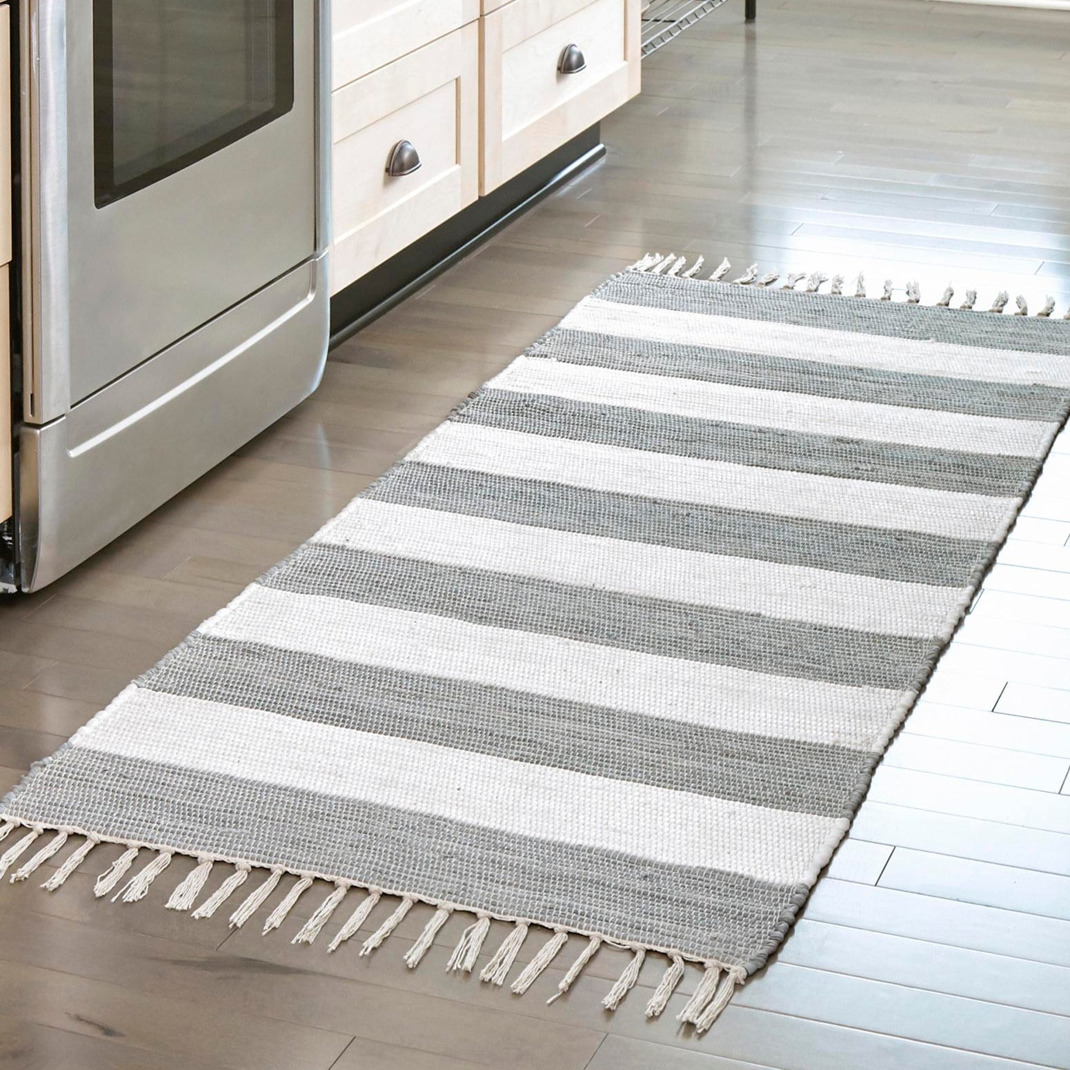 Unique Loom Chindi Rag Collection Area Rug - Striped (2' 7" x 6' 1 ...