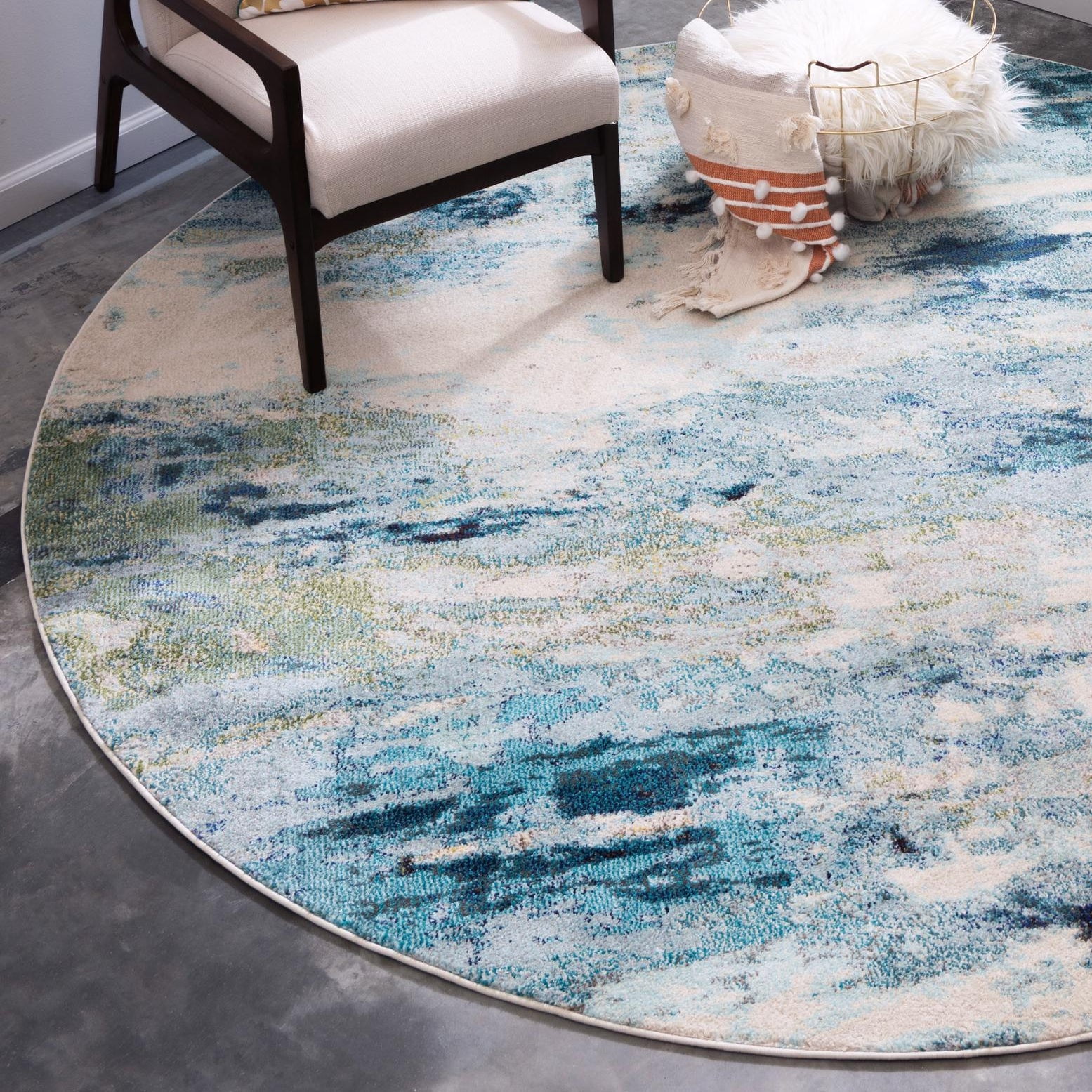 Unique Loom Chromatic Collection Area Rug - Avalon (5' Round Light Blue ...