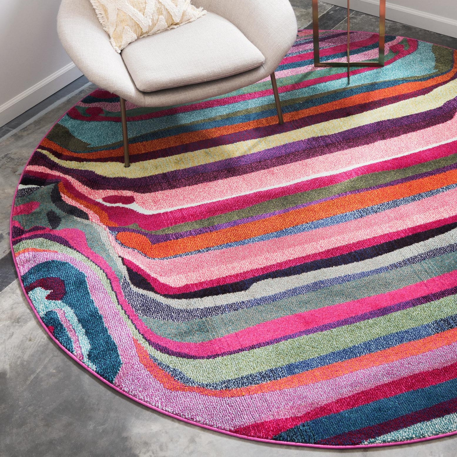 Unique Loom Chromatic Collection Area Rug - Destin (8' Round Multi/Blue ...