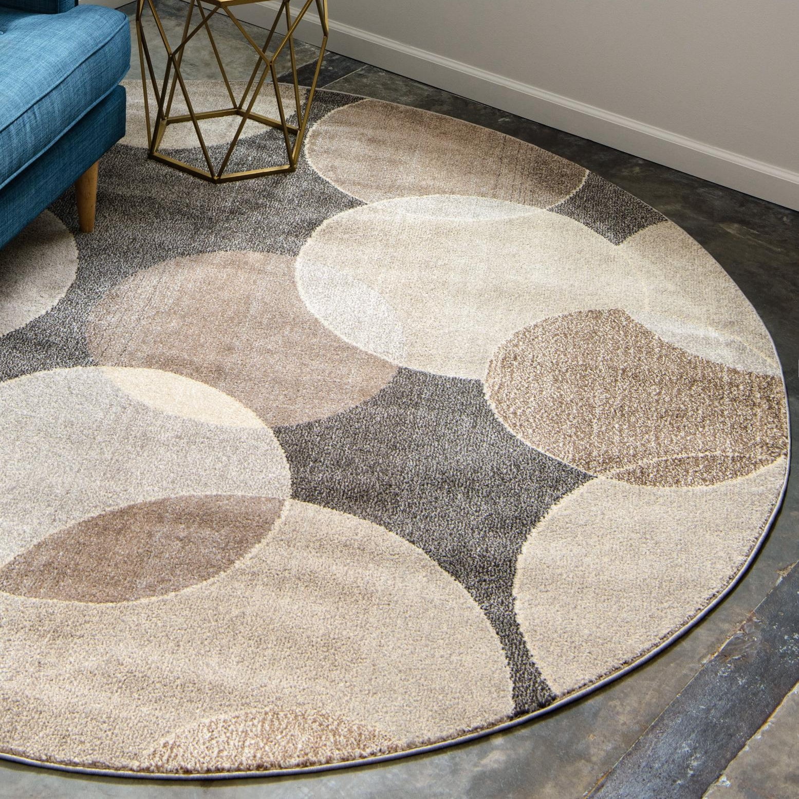 Unique Loom Chromatic Collection Area Rug - Seaside (8' Round Gray ...