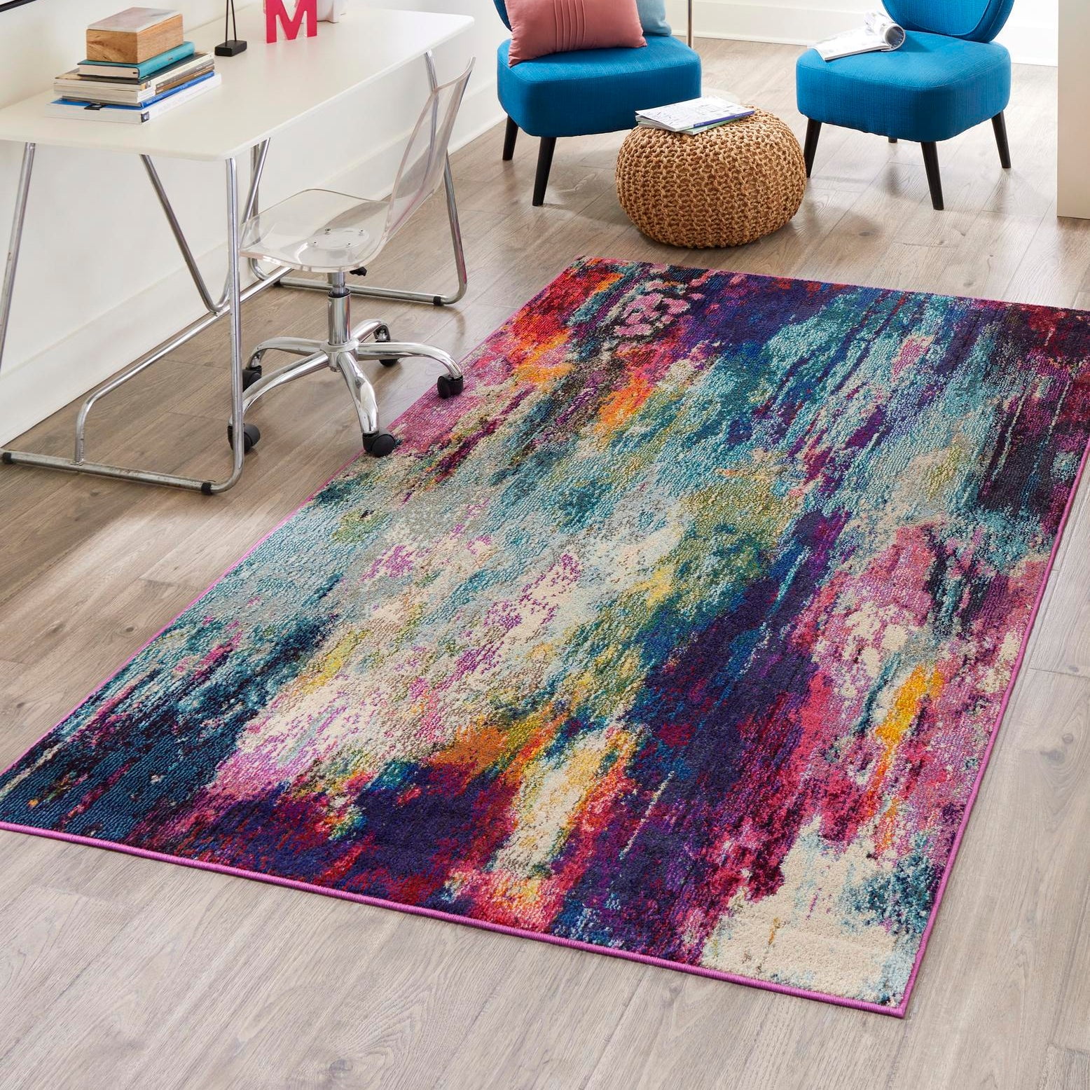 Free Shipping! Unique Loom Sunset Chromatic Rug Multi/Black 5' 1" x 8 ...