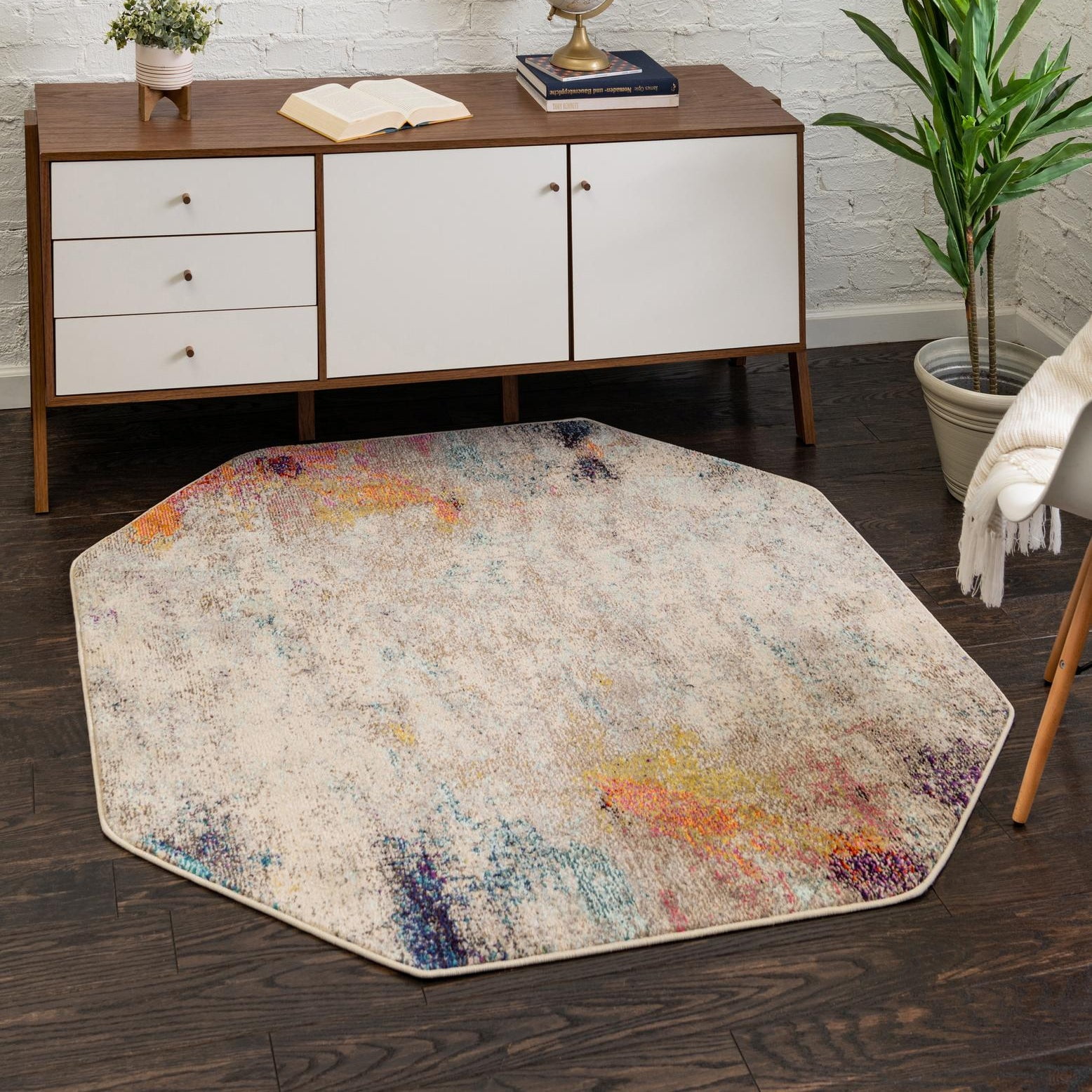 Unique Loom Chromatic Collection Area Rug - Tybee (5' Octagon Beige ...