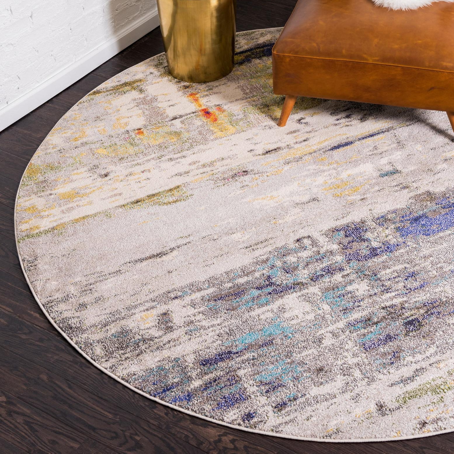 Unique Loom Chromatic Collection Area Rug - Urban (8' Round Gray/Beige ...