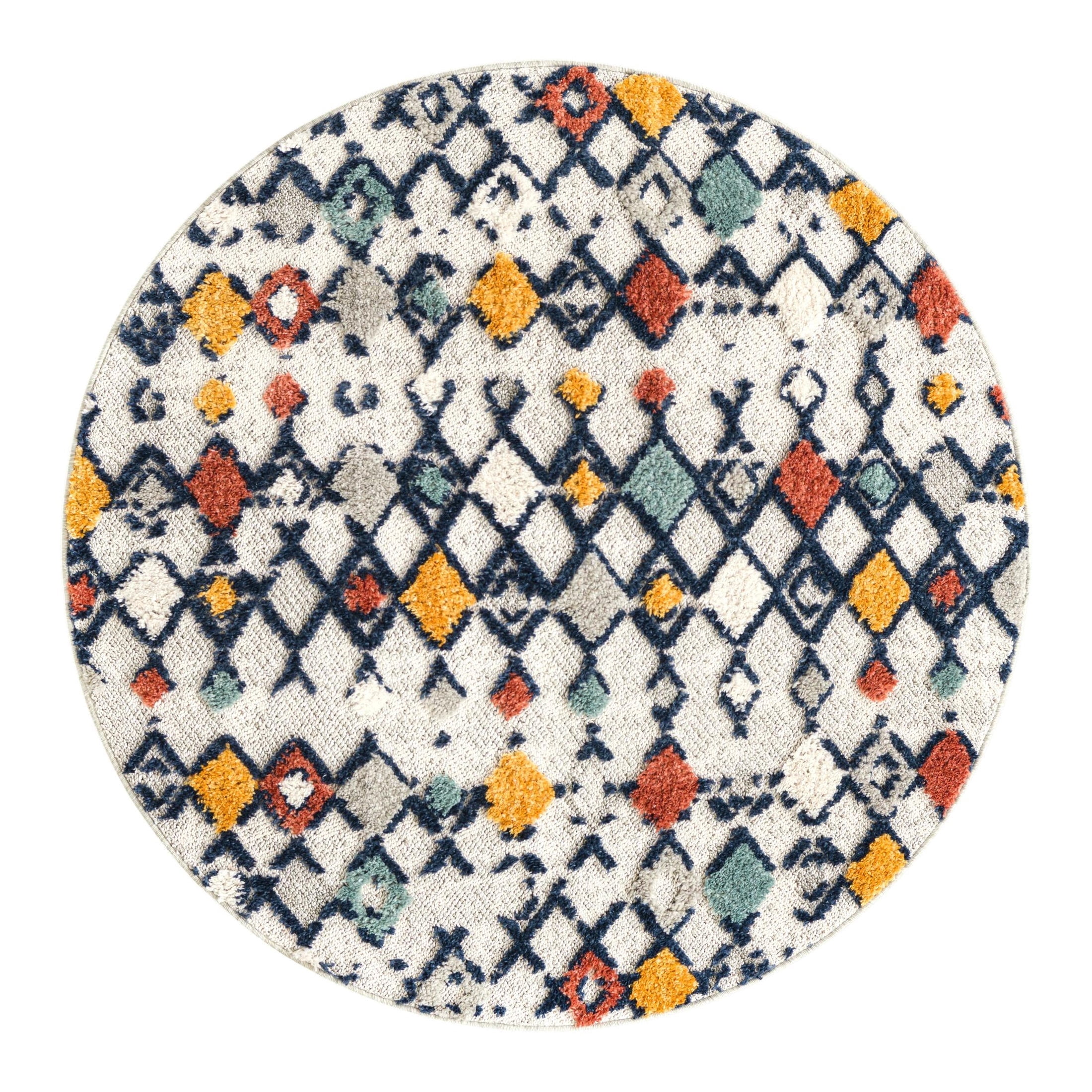 Unique Loom Cherokee Collection Area Rug - Clemson (4' Round Multi/Navy ...
