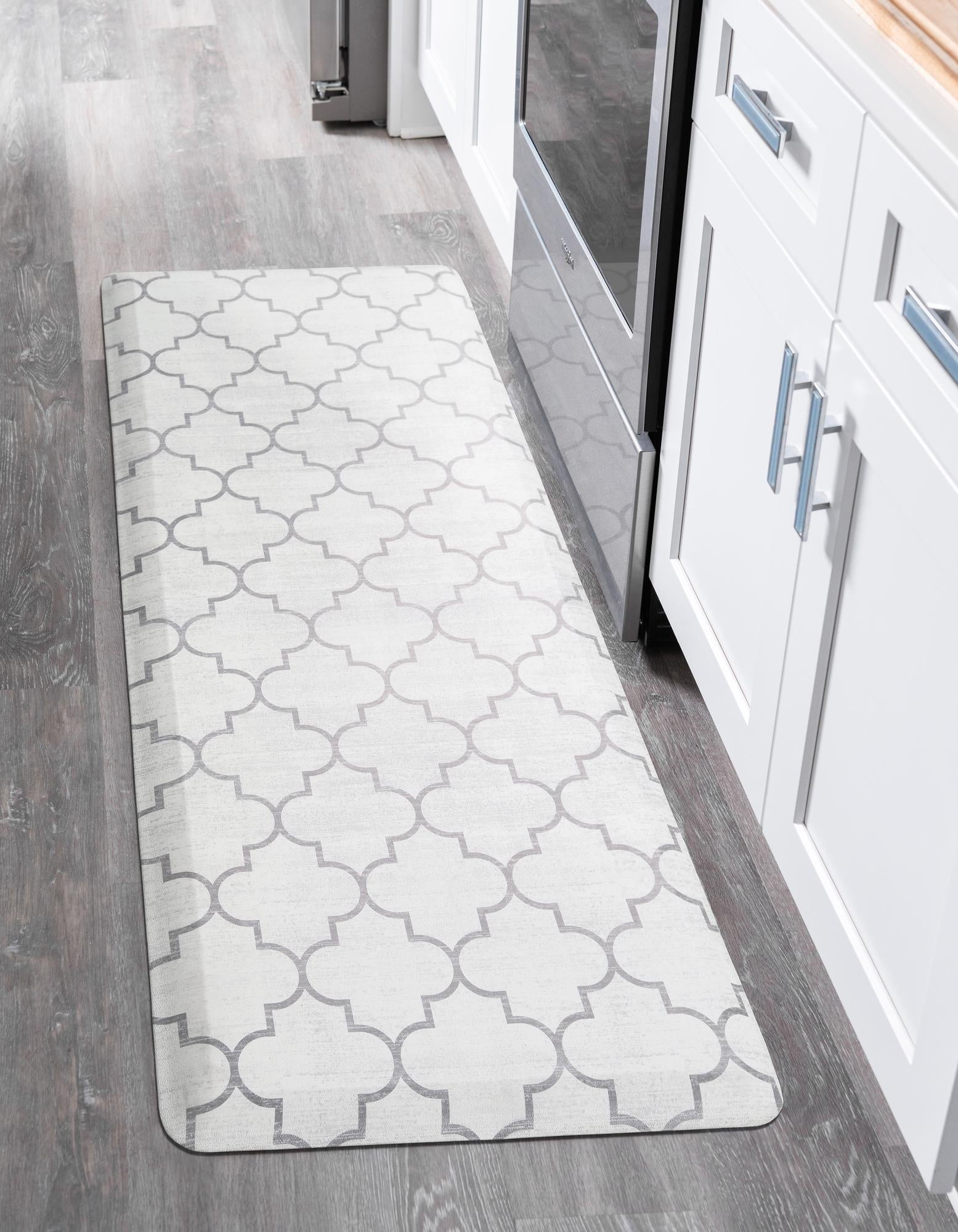 Unique Loom Comfort Mat Collection - Trellis (2' x 5' Rectangle White ...