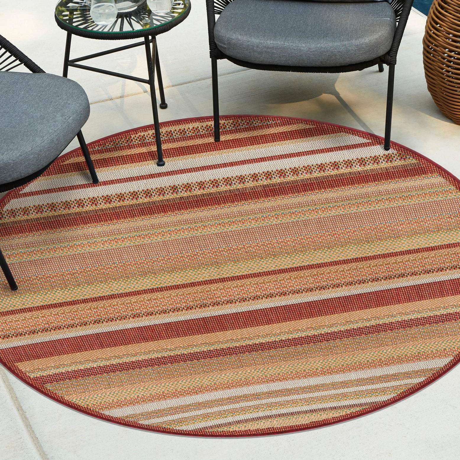 Unique Loom Baja Outdoor Collection Area Rug - Coronado (3' 3" Round ...