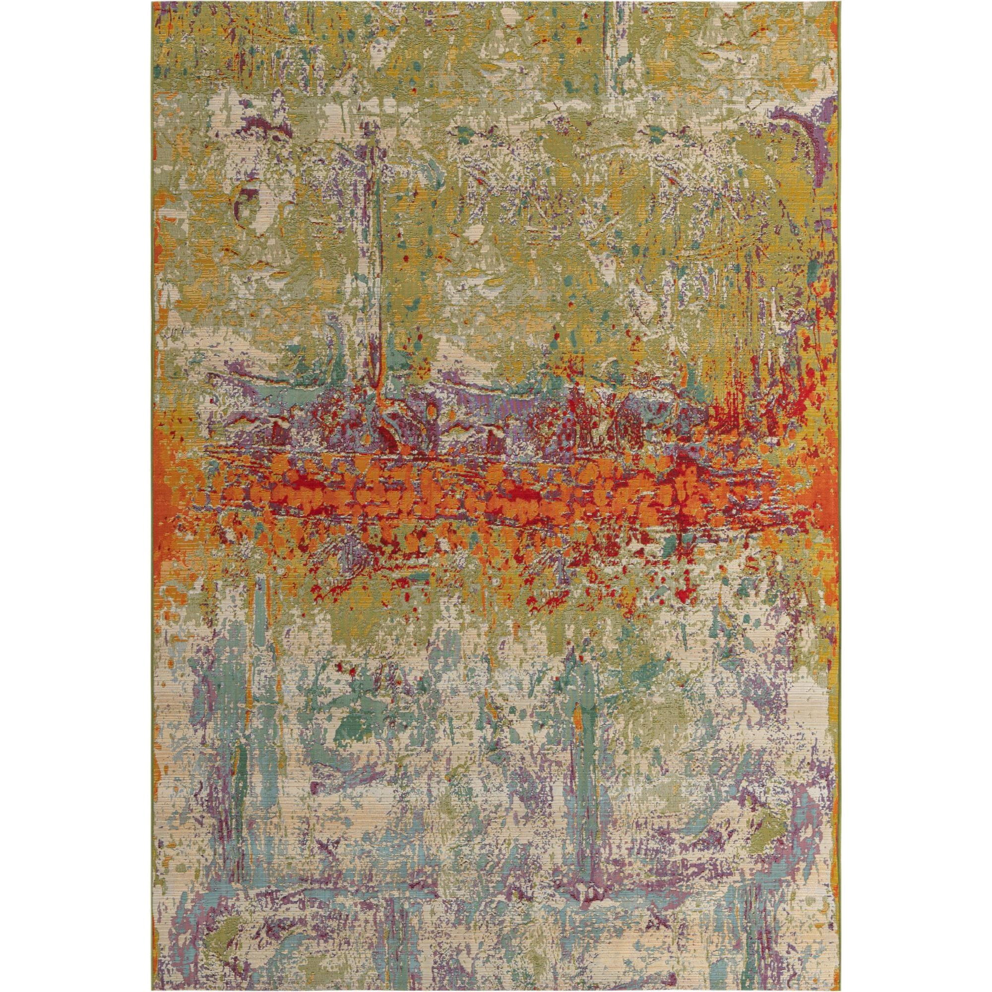 Unique Loom Crumpled Indoor/Outdoor Modern Rug Multi/Gold 7' 1" x 10 ...