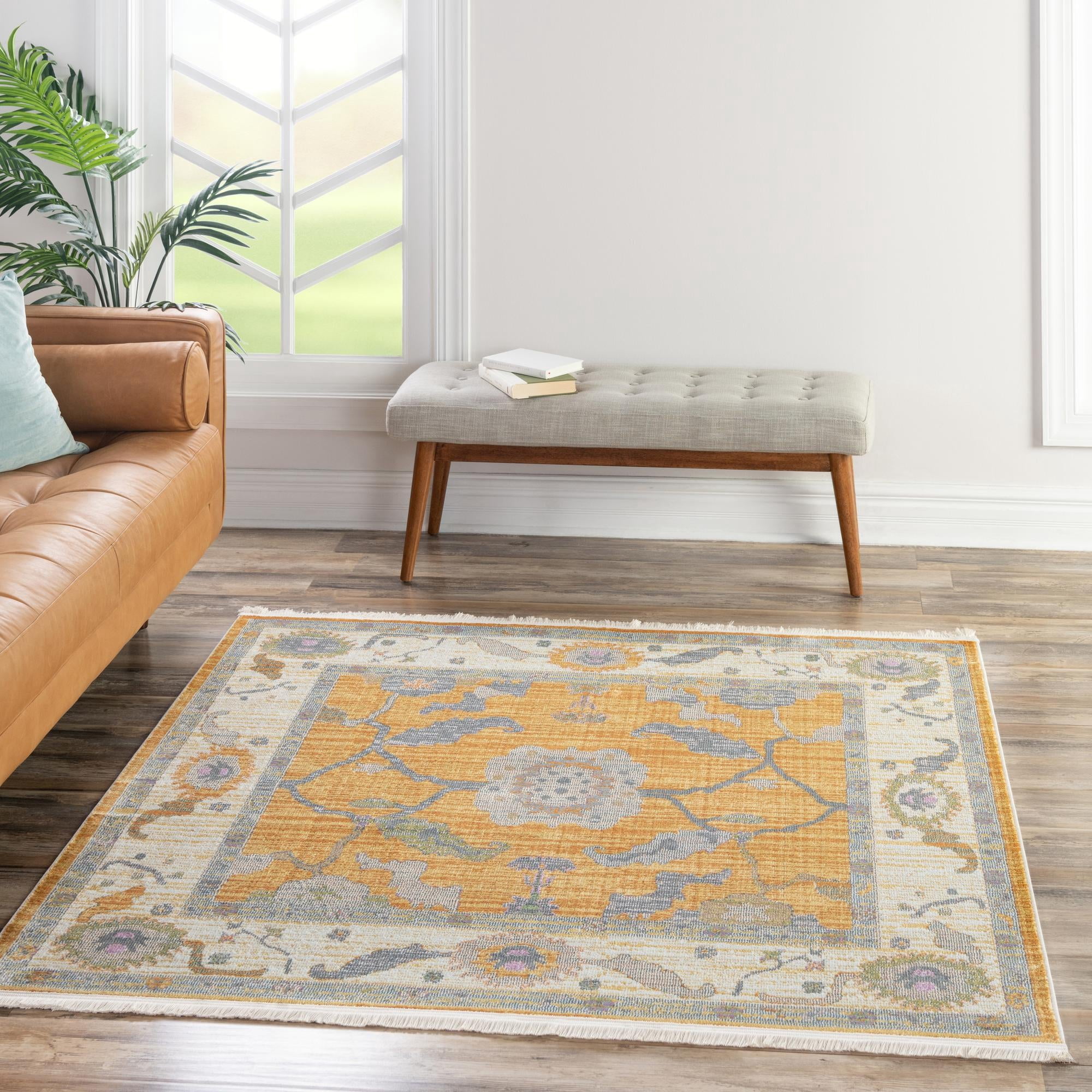Unique Loom Paragon Collection Area Rug - Daneker (8' 2" Square Yellow ...