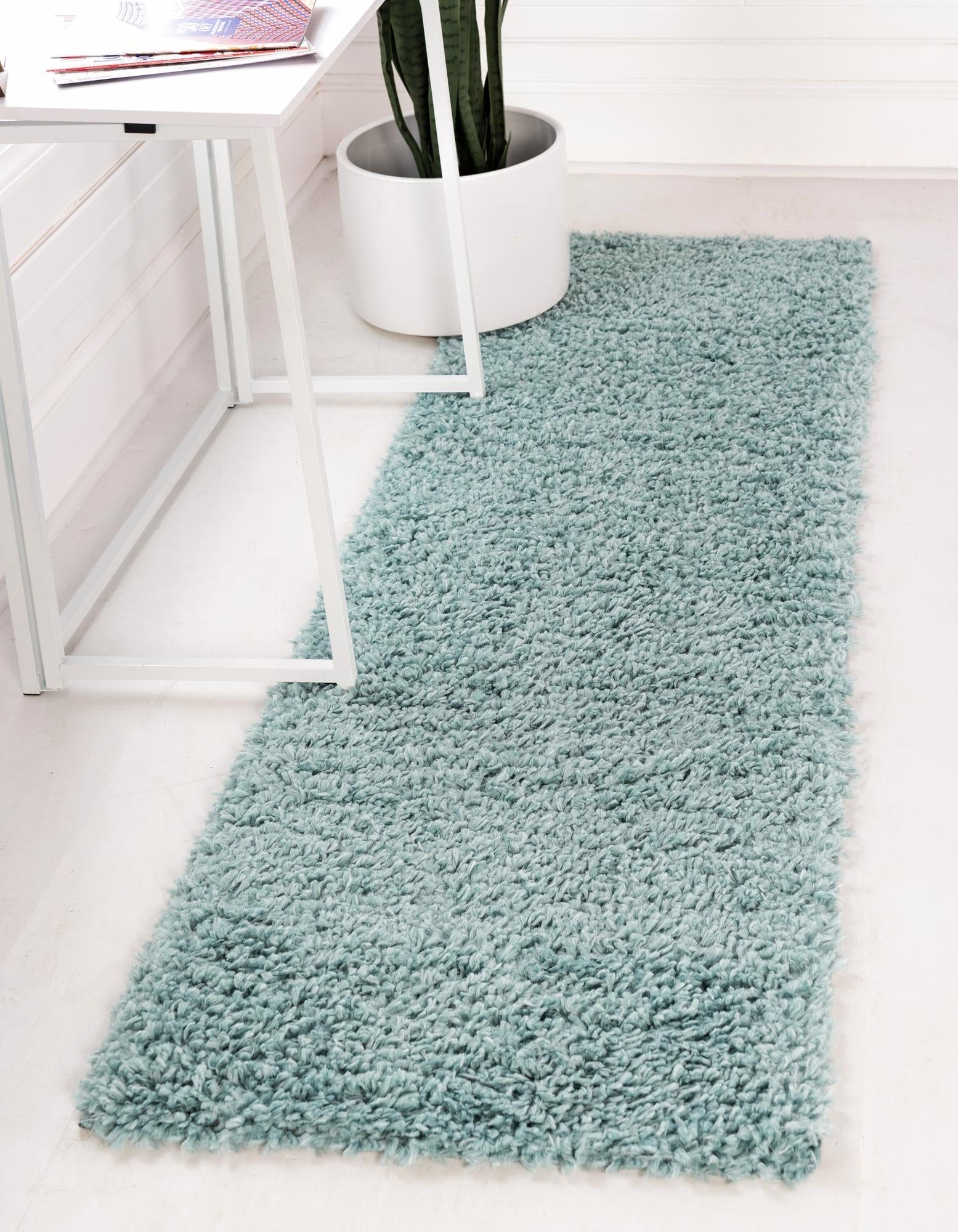 Unique Loom Davos Shag Collection Area Rug - Solid (2' 7" x 20' Runner ...