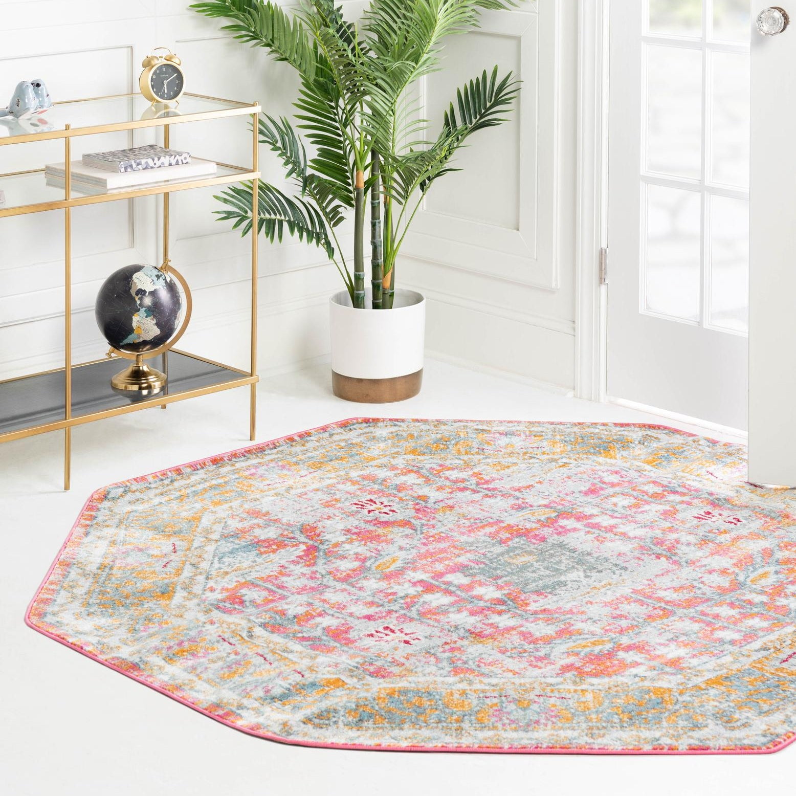 Unique Loom Paragon Collection Area Rug - Decorah (6' Octagon Pink/Blue ...