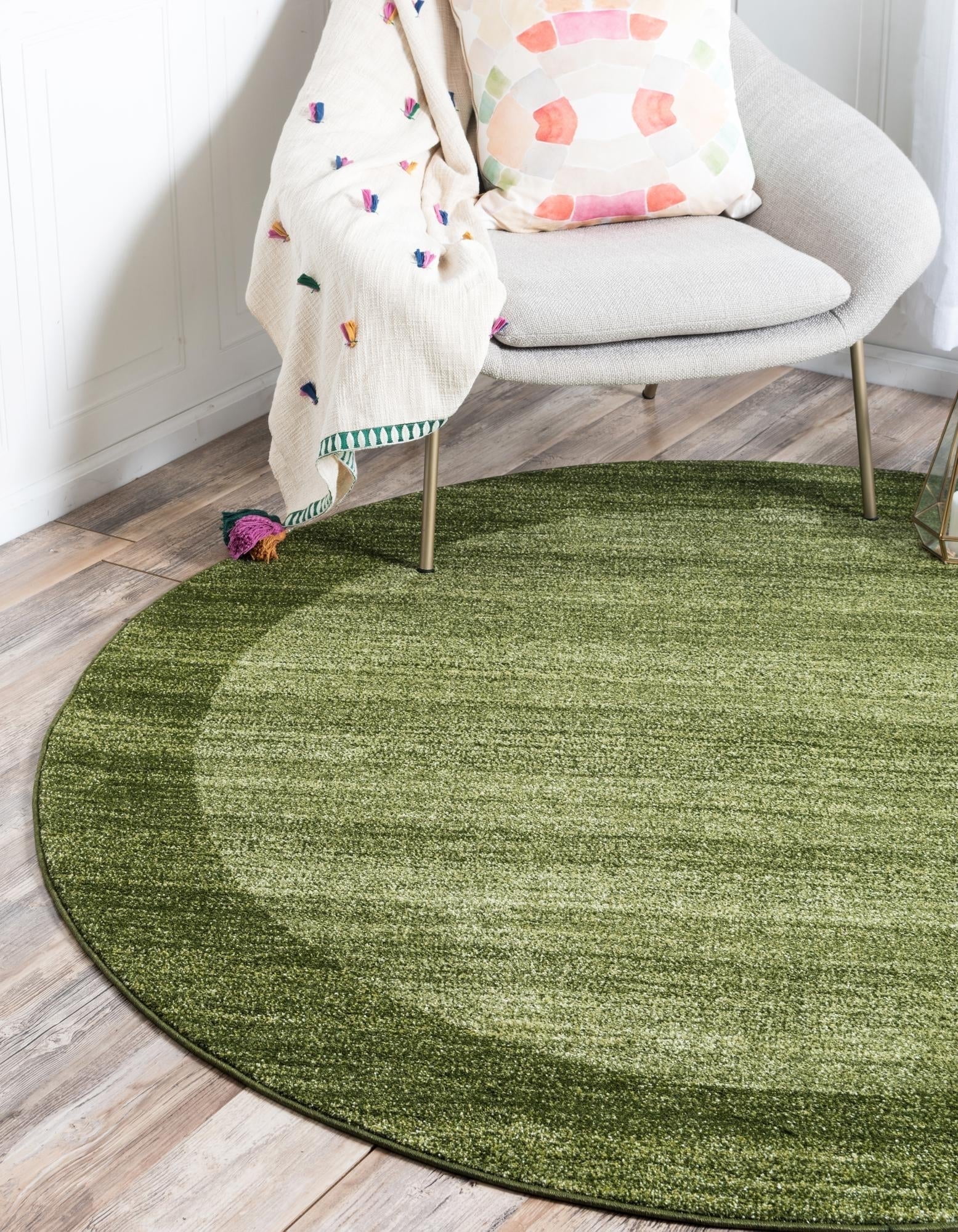 Unique Loom Del Mar Collection Area Rug - Abigail (4' Round Light Green ...
