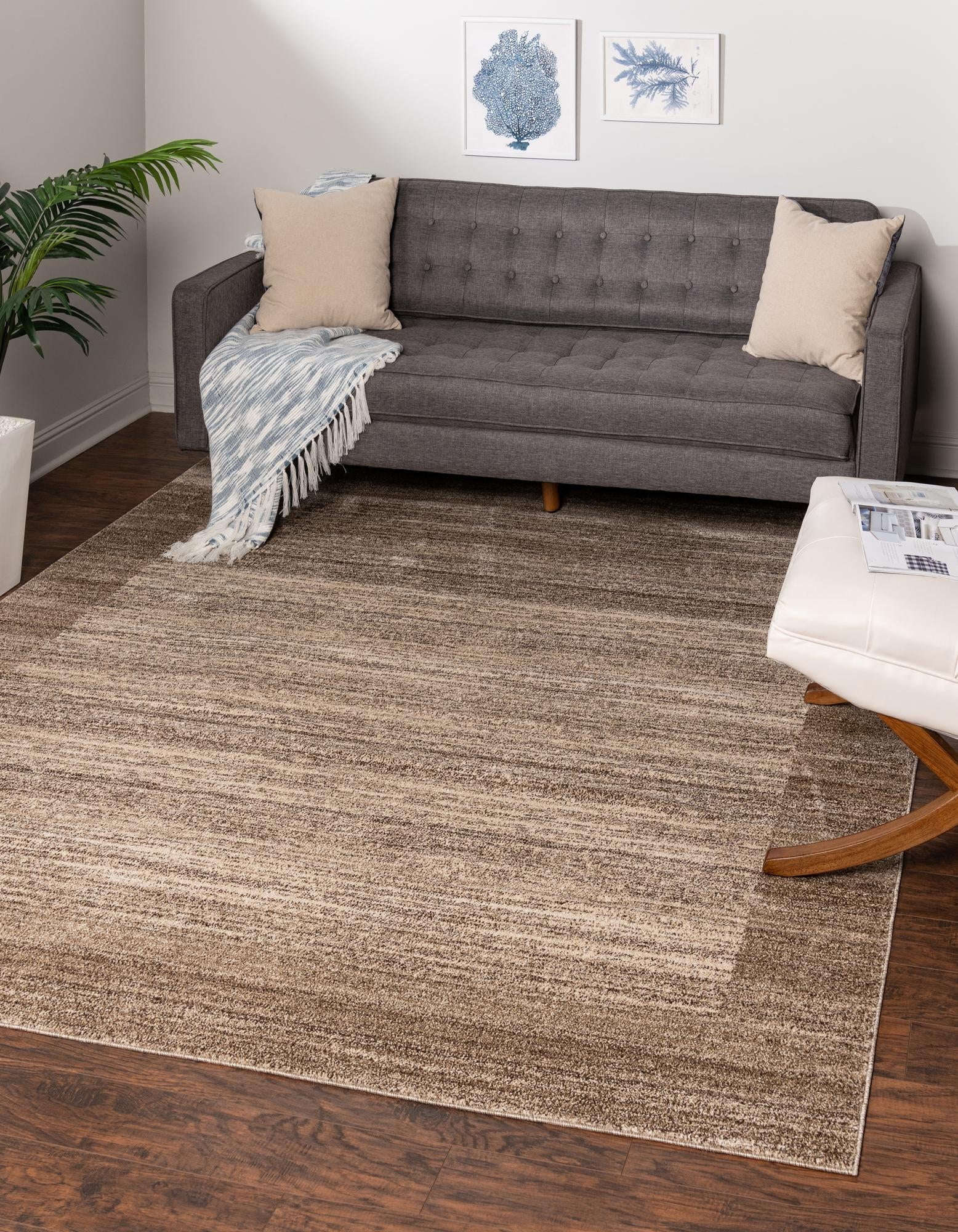 Unique Loom Del Mar Collection Area Rug - Abigail (8' Square Beige ...