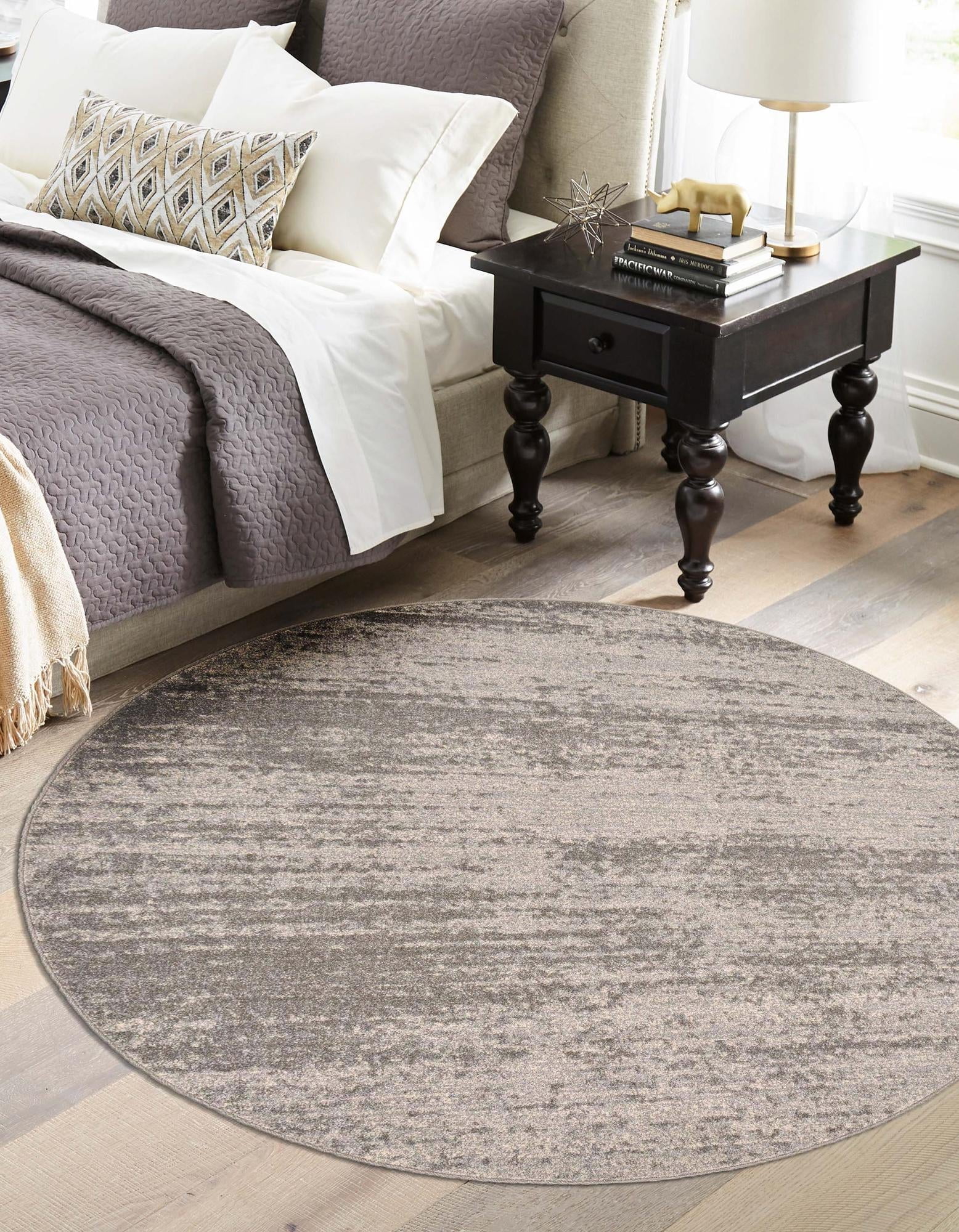 Unique Loom Del Mar Collection Area Rug - Lucille (4' 1" Round Gray ...