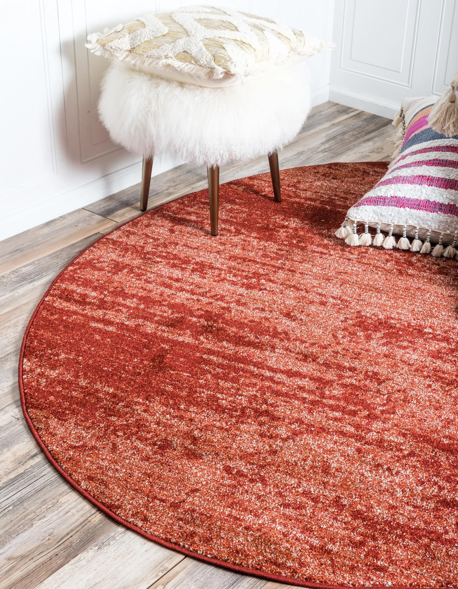 Unique Loom Del Mar Collection Area Rug - Lucille (4' Round Terracotta ...