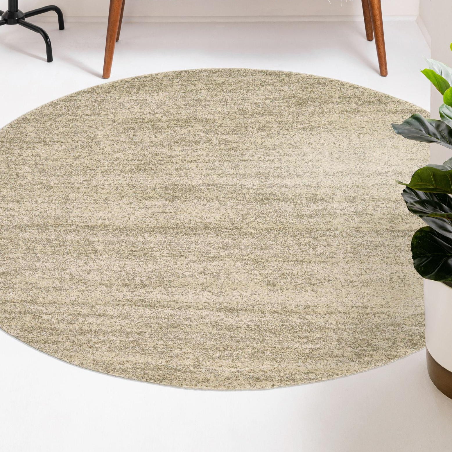Unique Loom Del Mar Collection Area Rug - Lucille (6' 1" Round Bone ...