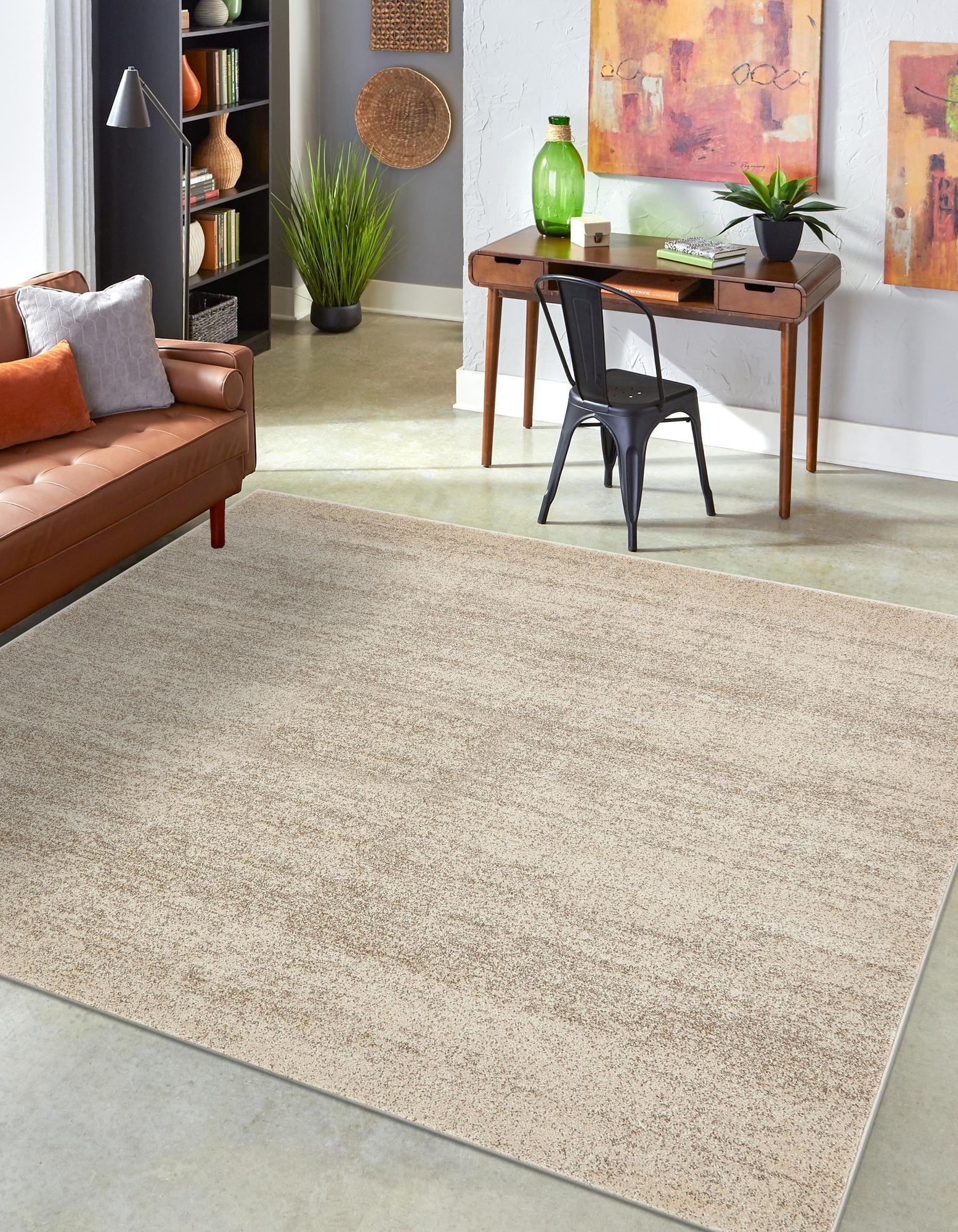 Unique Loom Del Mar Collection Area Rug - Lucille (8' Square Bone Beige ...