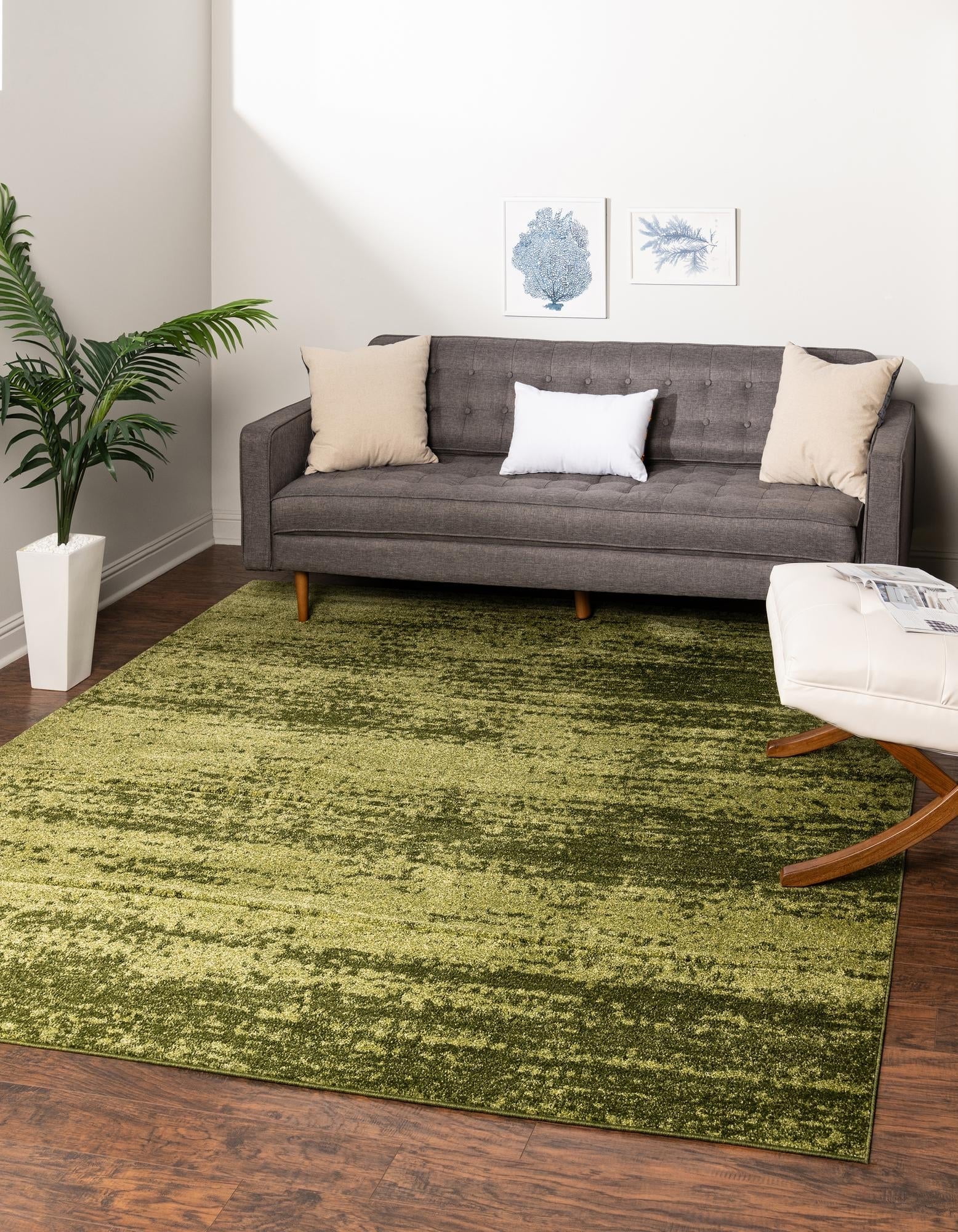 Unique Loom Del Mar Collection Area Rug - Lucille (7' 10" Square Green ...