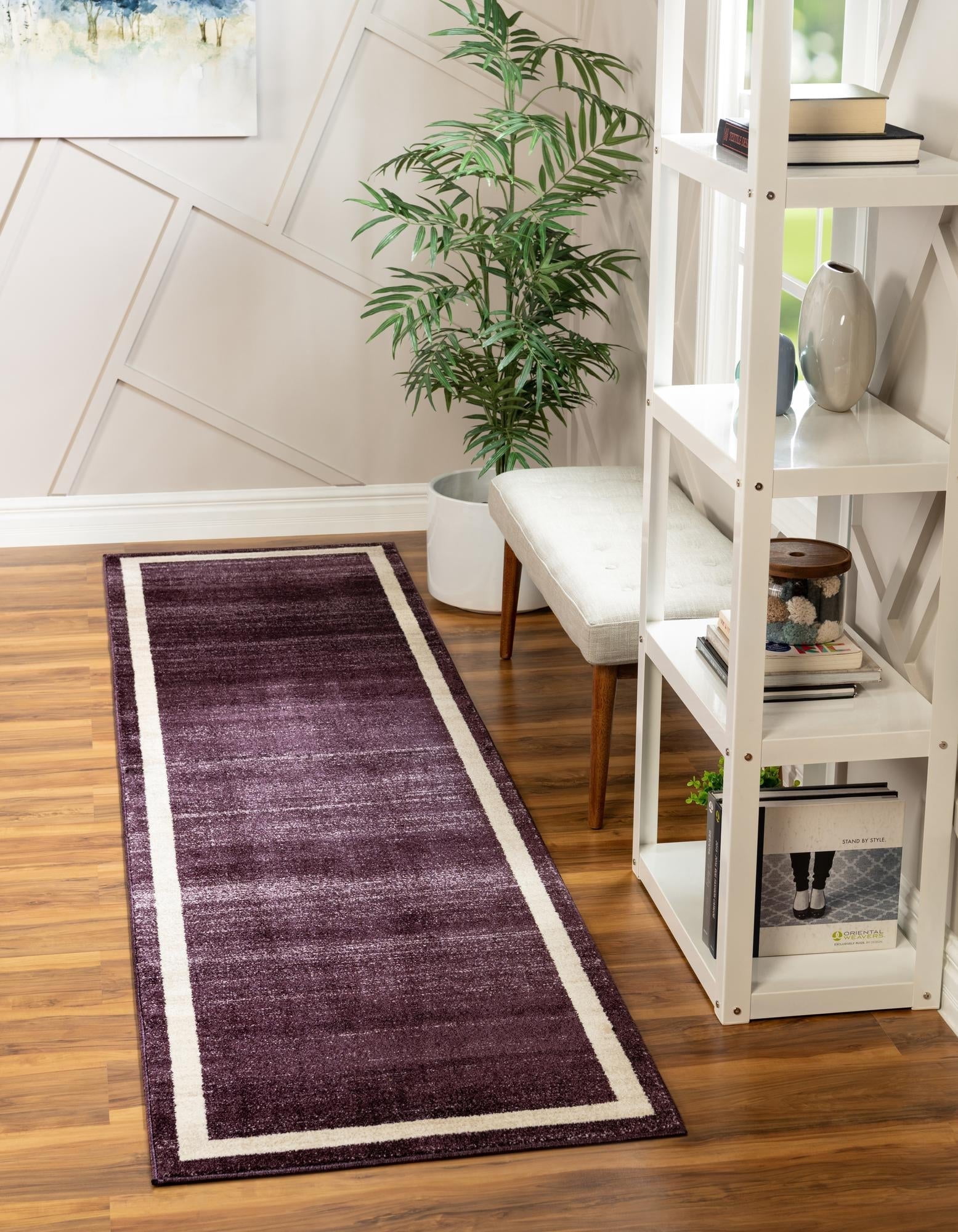 Unique Loom Maria Del Mar Rug, Violet/Ivory, 2' x 6' 1" Runner, Solid ...