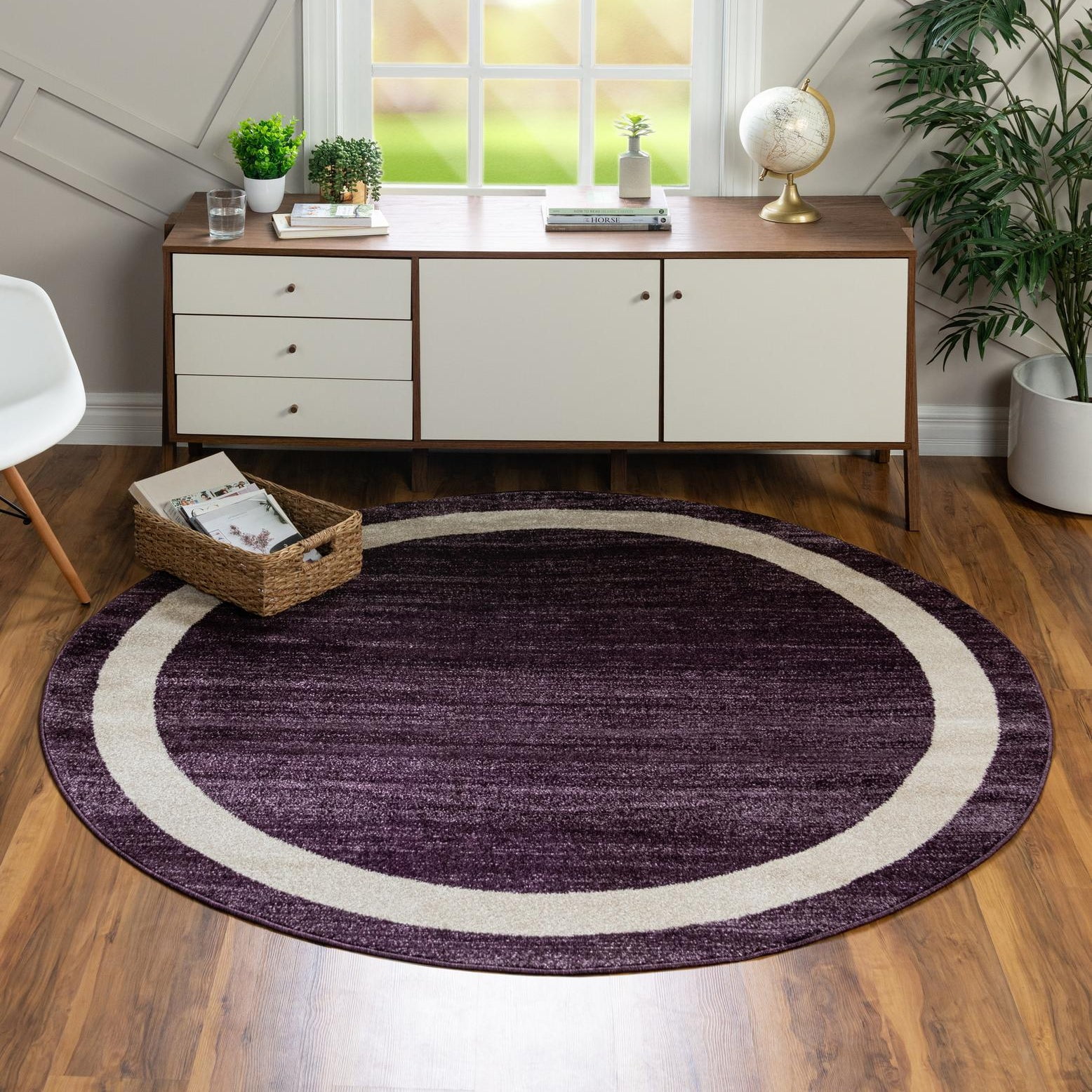 Unique Loom Del Mar Collection Area Rug - Maria (4' 1" Round Violet ...