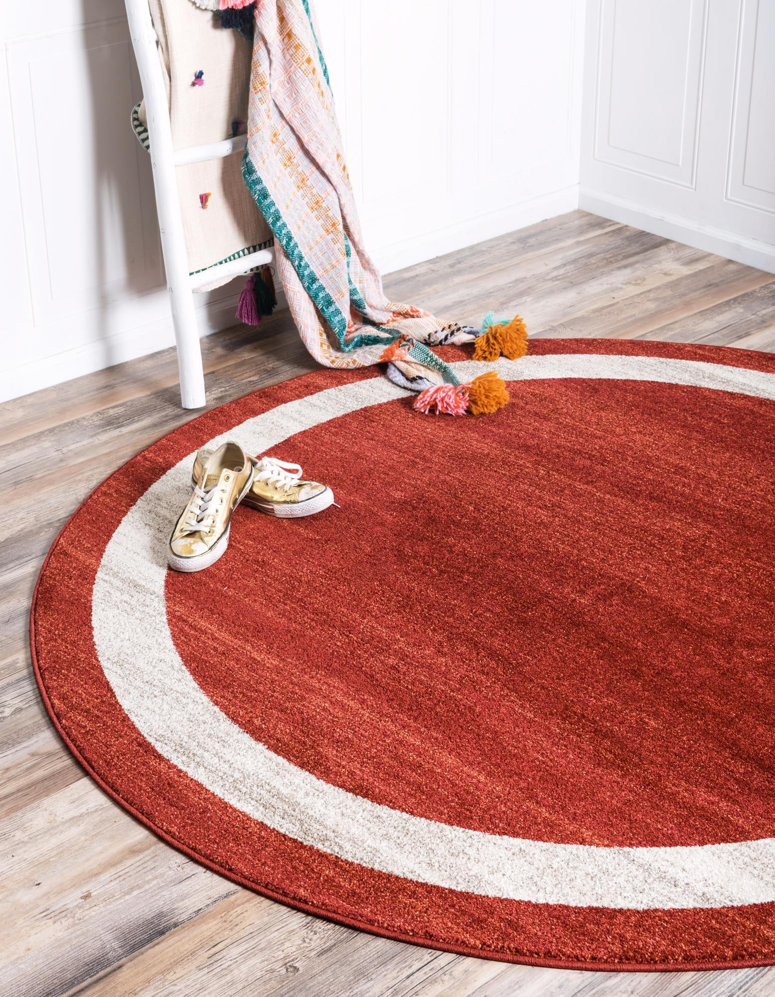 Unique Loom Del Mar Collection Area Rug - Maria (6' 1" Round Terracotta ...