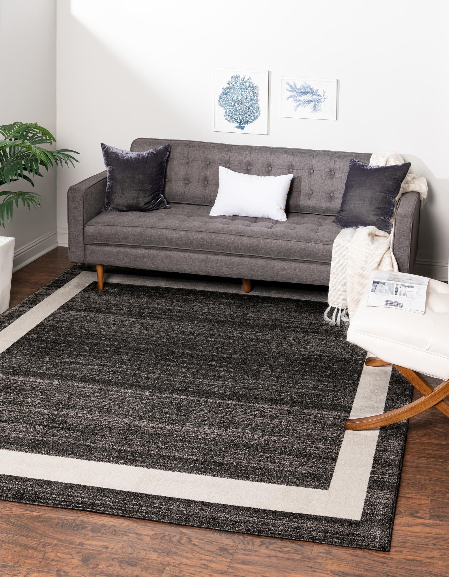 Unique Loom Del Mar Collection Area Rug - Maria (7' 10" Square Black ...