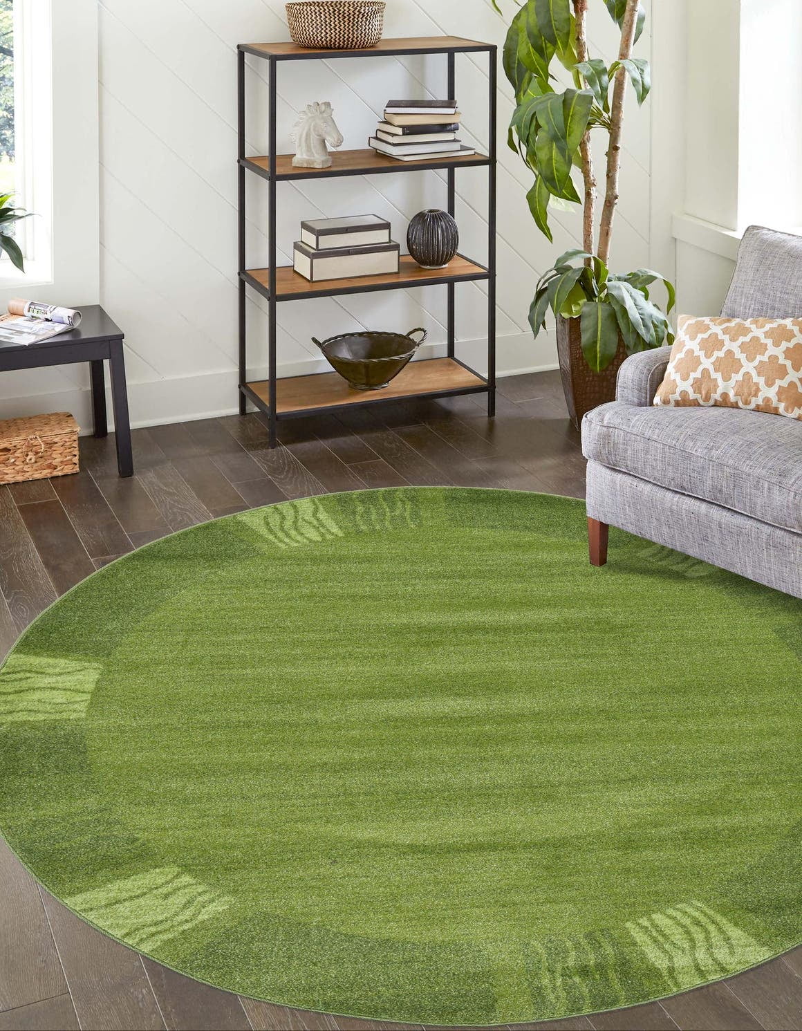 Unique Loom Del Mar Collection Area Rug - Sarah (6' 1" Round Light ...