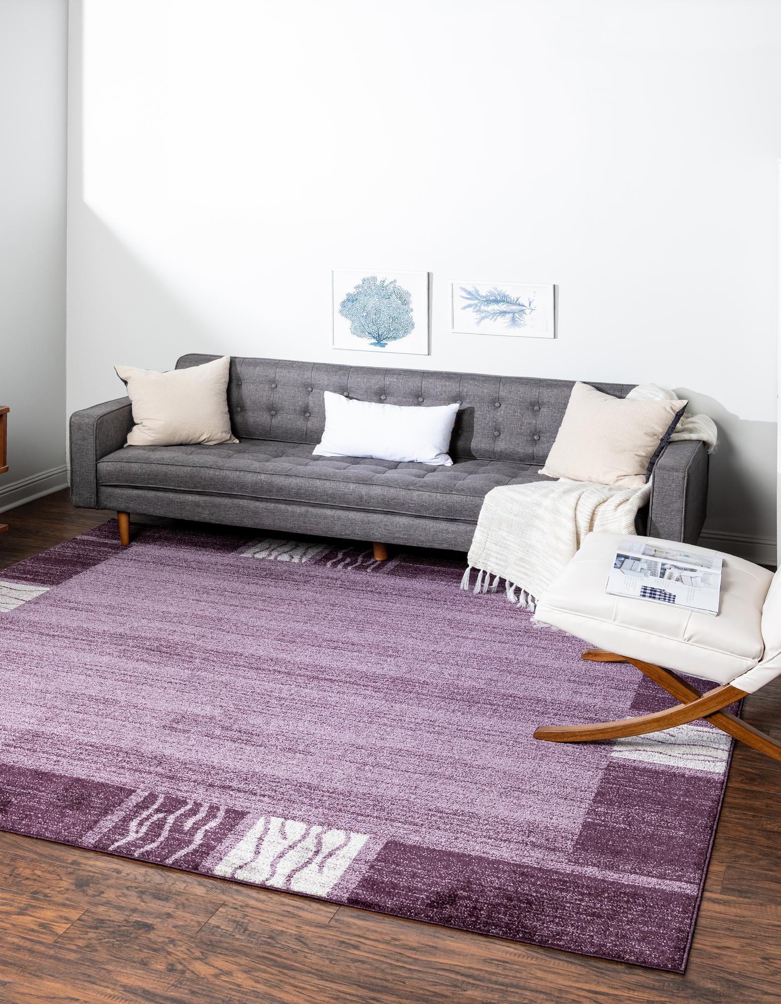 Unique Loom Del Mar Collection Area Rug - Sarah (7' 10" Square Violet ...