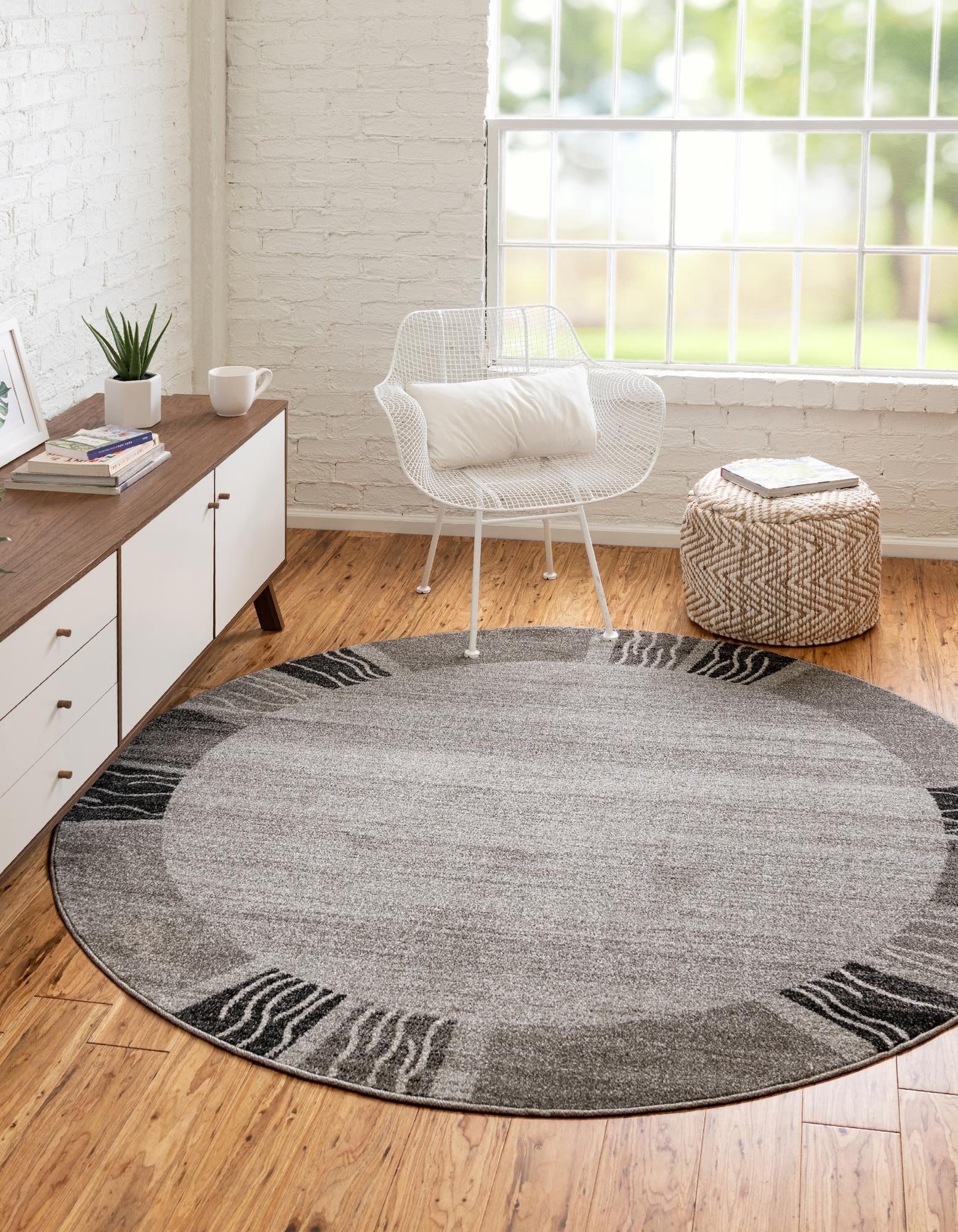 Unique Loom Del Mar Collection Area Rug - Sarah (7' 10" Round Light ...