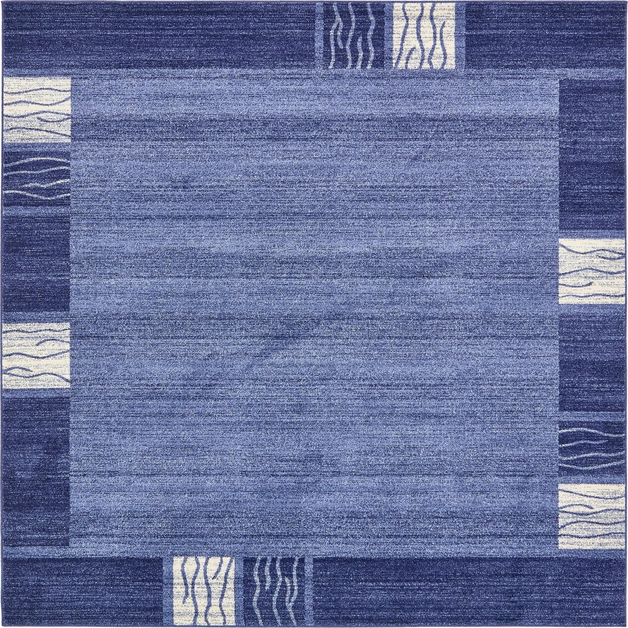 Unique Loom Del Mar Collection Area Rug - Sarah (8' Square Light Blue ...