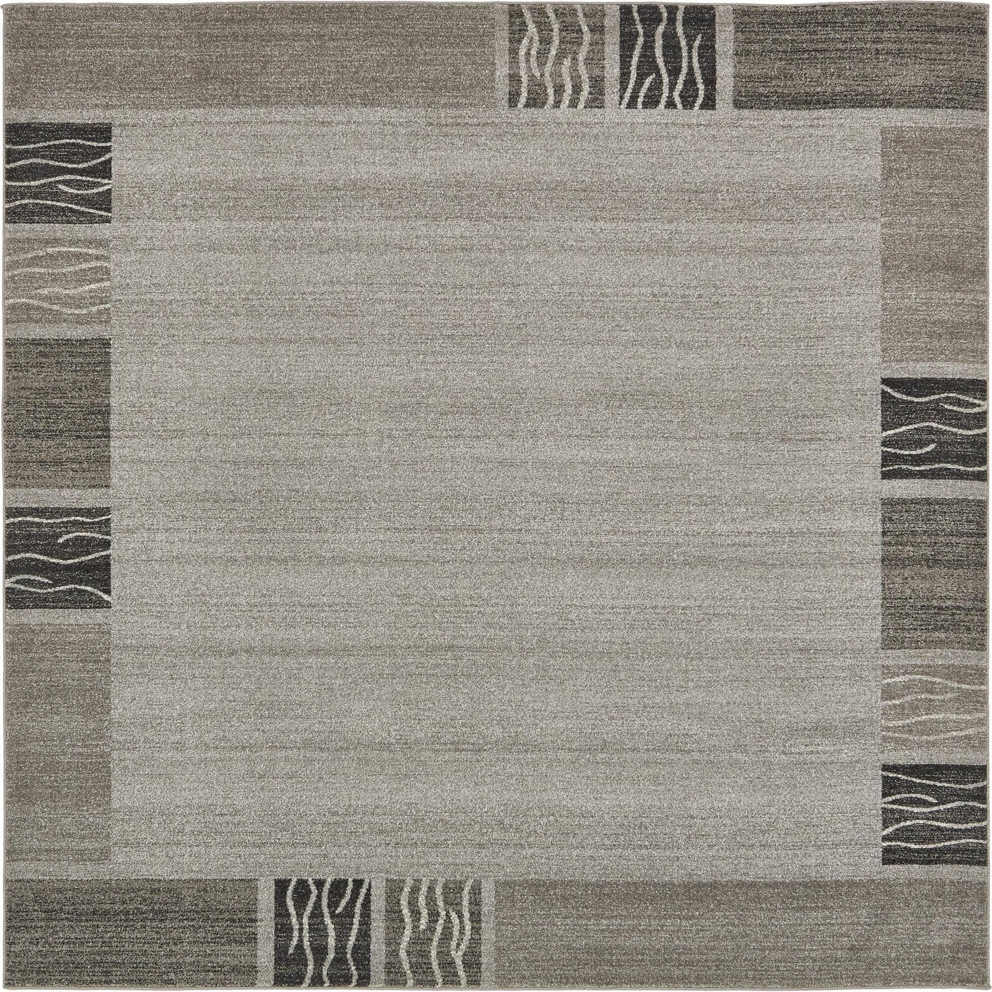 Unique Loom Del Mar Collection Area Rug - Sarah (8' Square Light Gray ...