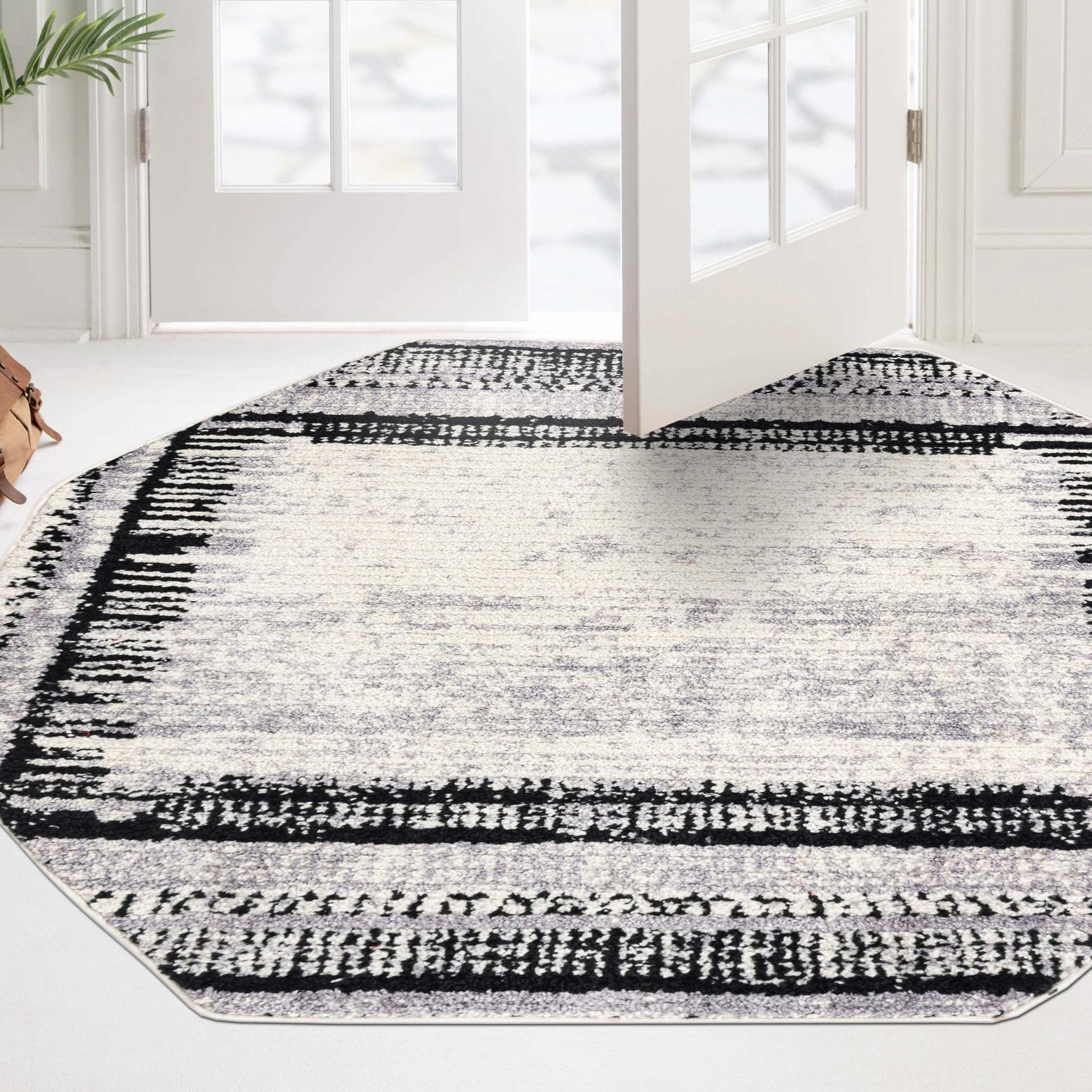 Unique Loom Tagine Collection Area Rug - Donya (7' 10" Octagon Black ...