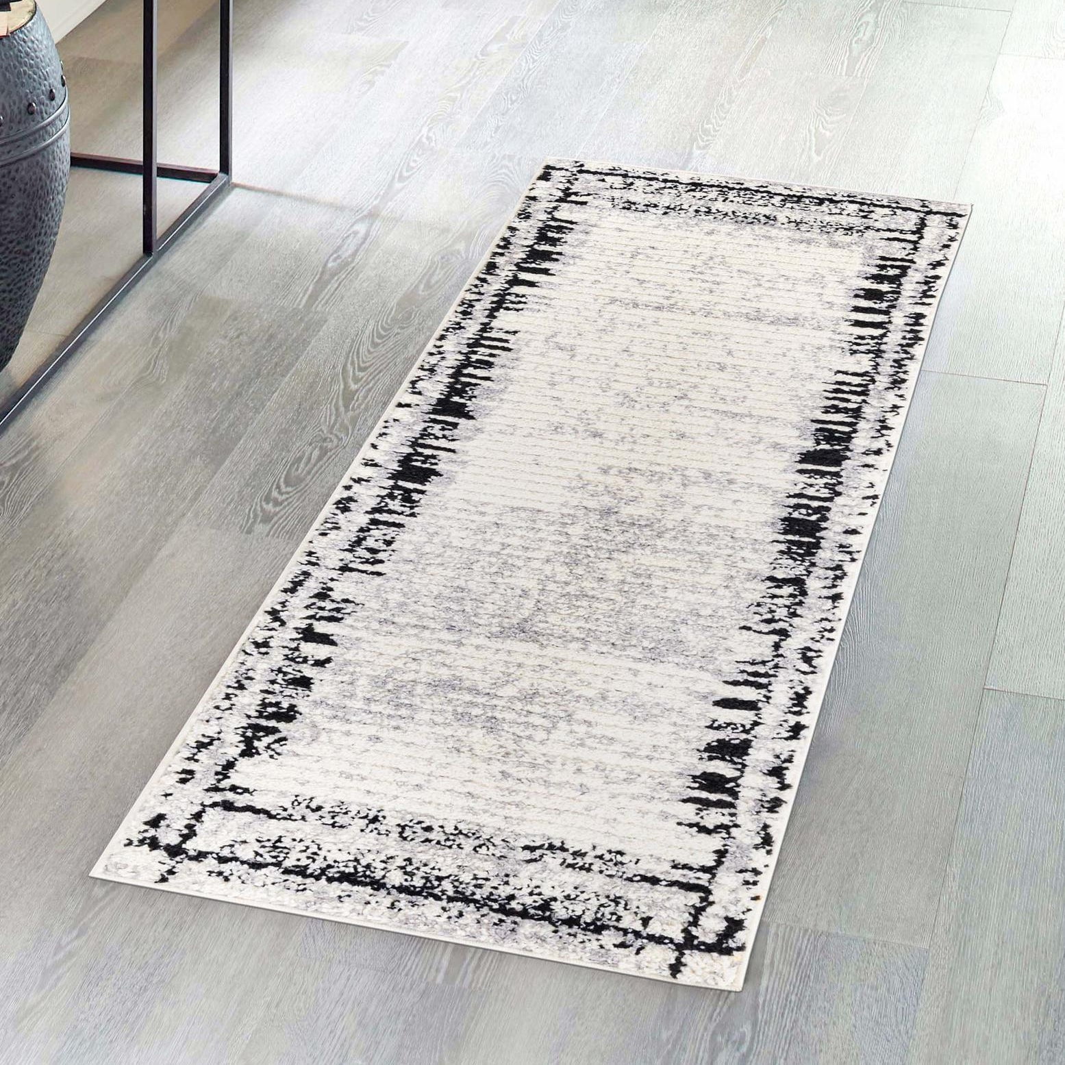 Unique Loom Tagine Collection Area Rug - Donya (2' x 10' Runner Black ...