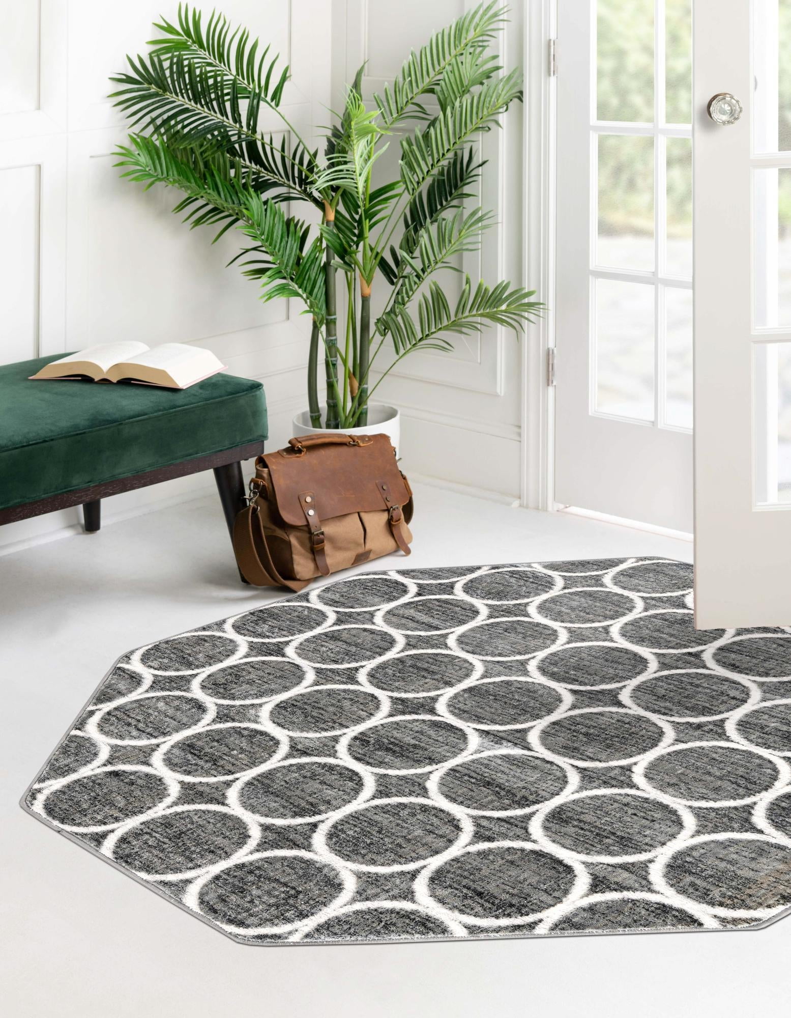 Unique Loom Matrix Trellis Collection Area Rug - Dots (5' 3" Octagon ...
