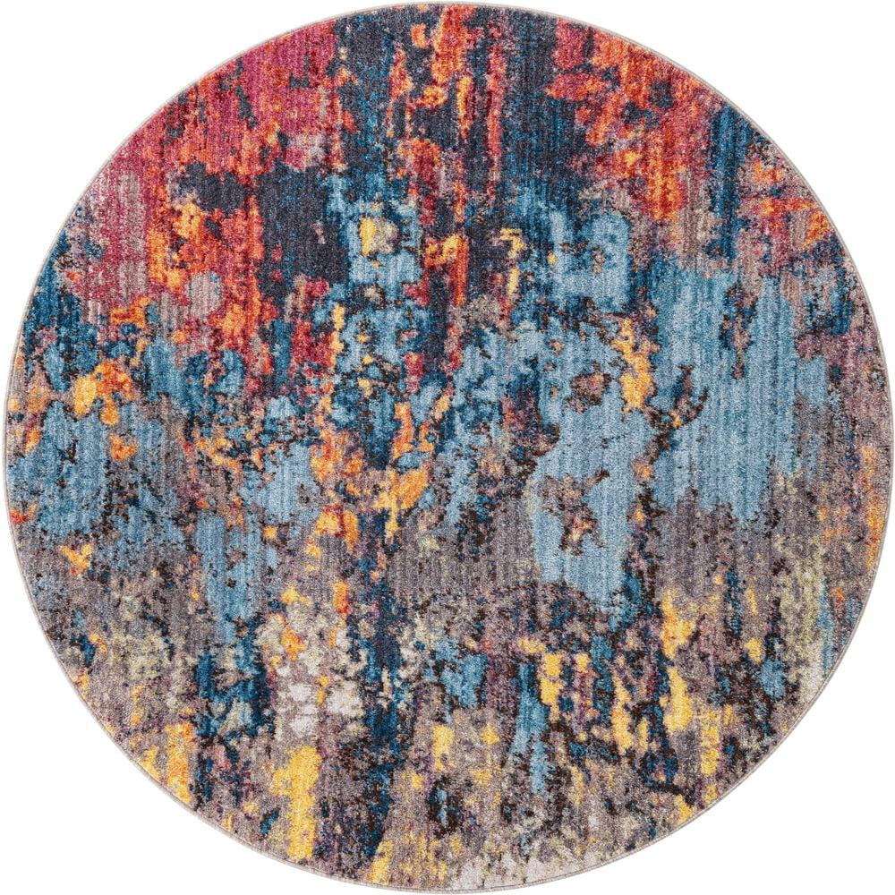 Unique Loom Downtown Chelsea Area Rug 5' 3" x 5' 3", Round Multi ...