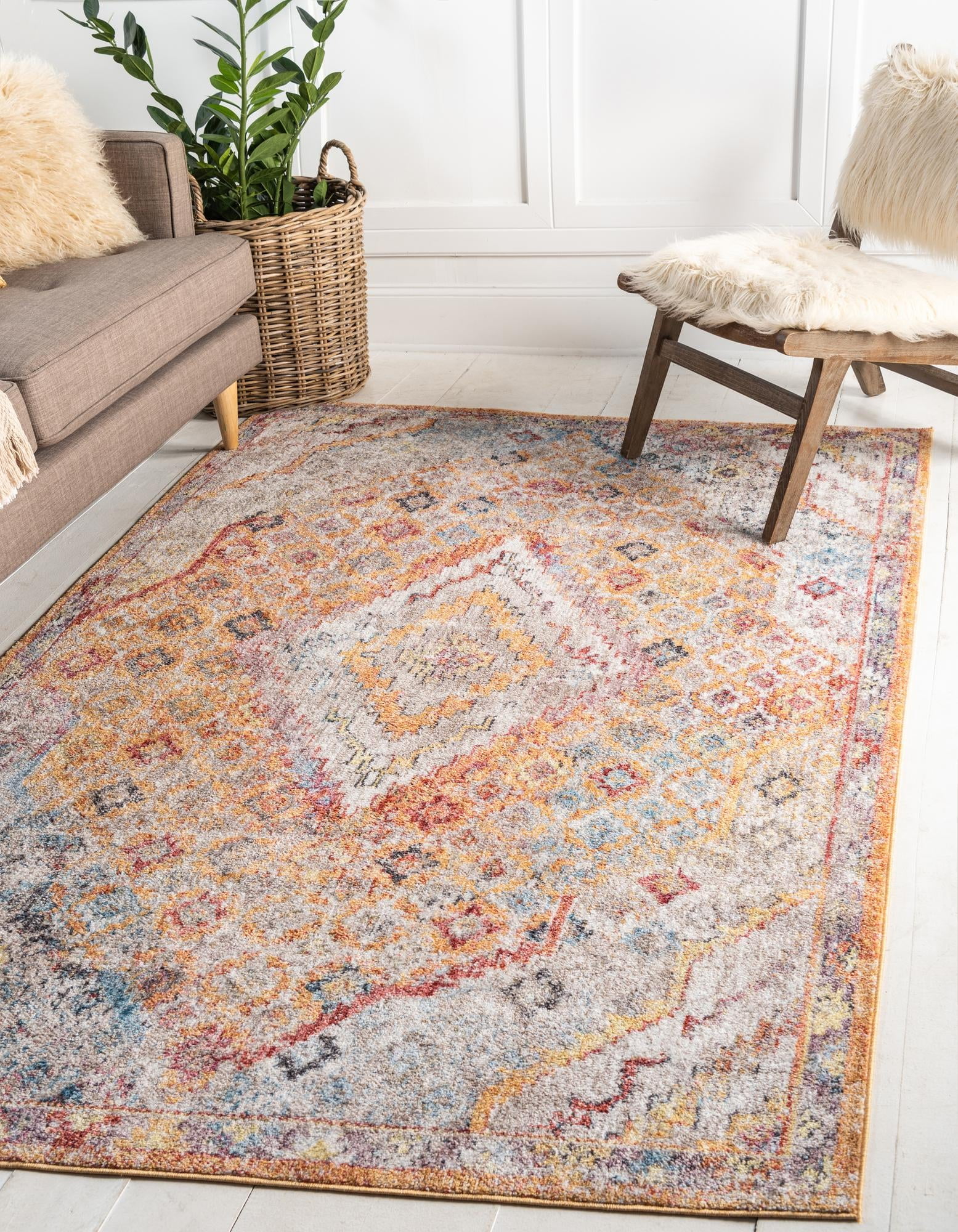Unique Loom Dumbo Brighton Rug Orange/Beige 8' x 10' Rectangle ...