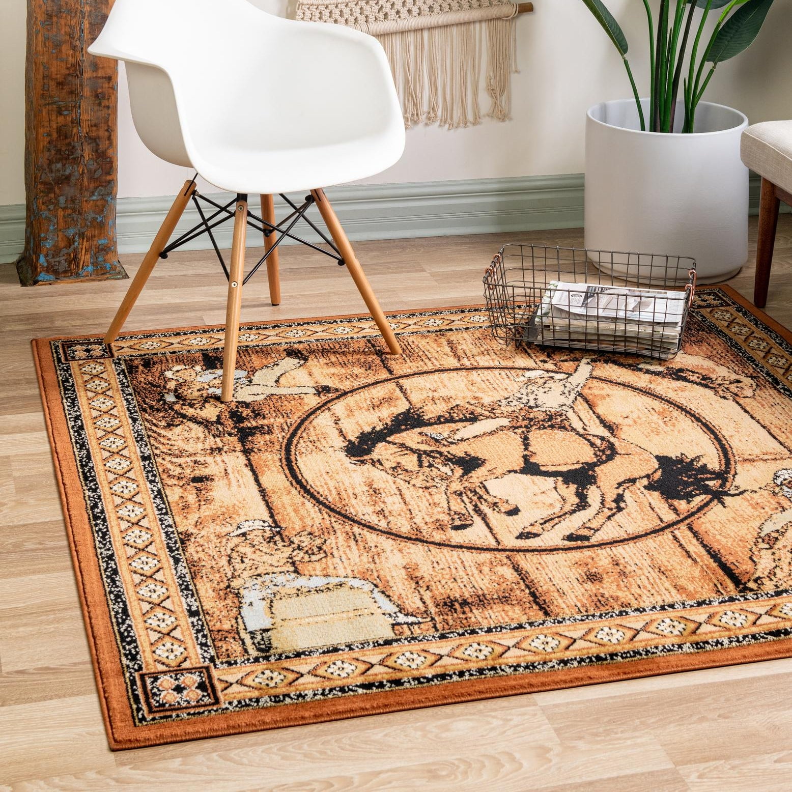 Unique Loom Pioneer Collection Area Rug - Dutton (7' 10" Square Walnut ...
