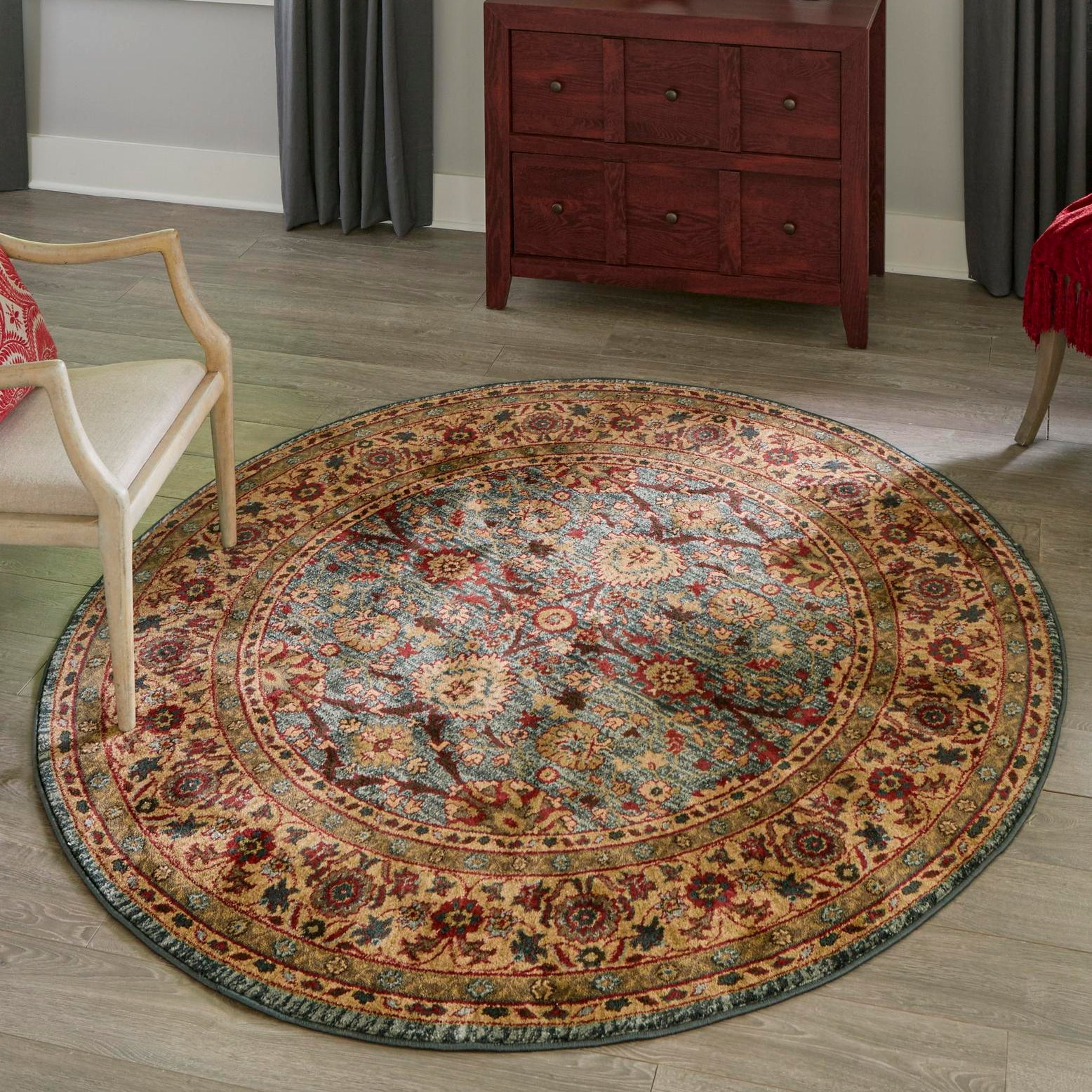 Unique Loom Edinburgh Collection Area Rug - Monroe (8' Round Blue/Brown ...