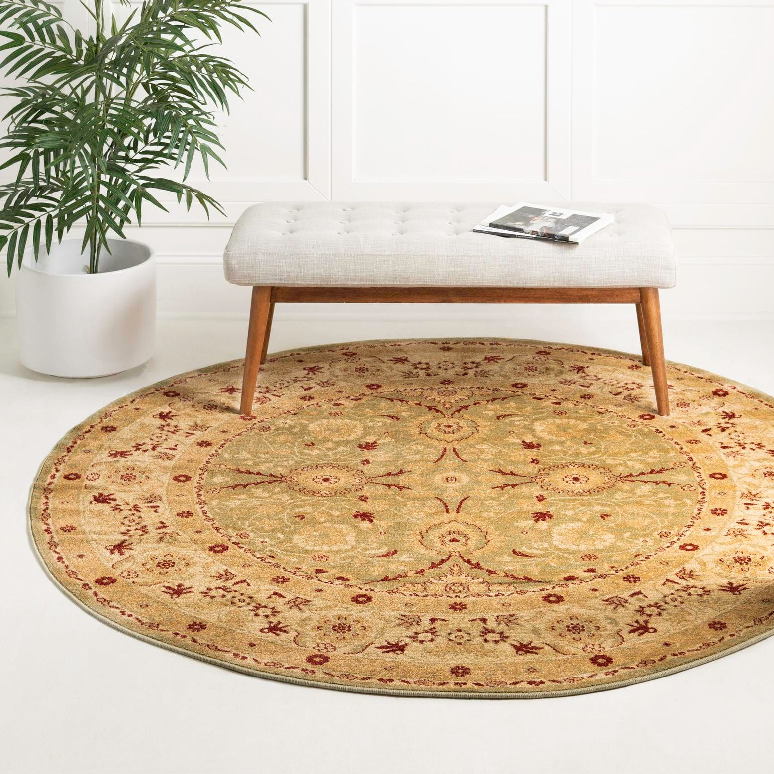 Unique Loom Edinburgh Collection Area Rug - Monroe (8' Round Light ...