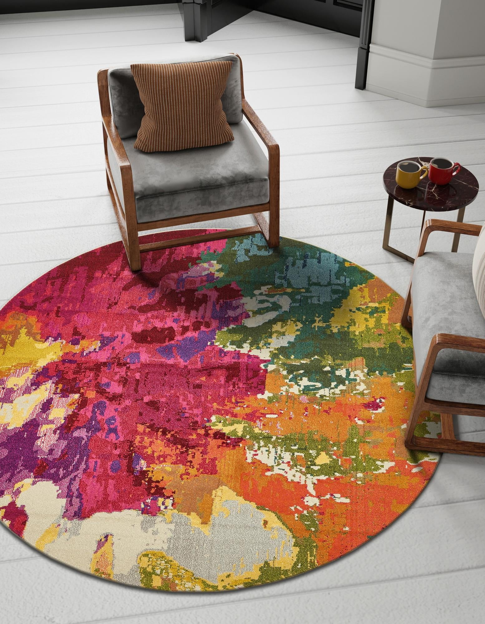 Unique Loom Estrella Collection Area Rug - Apollo (8' Round Multi/Beige ...