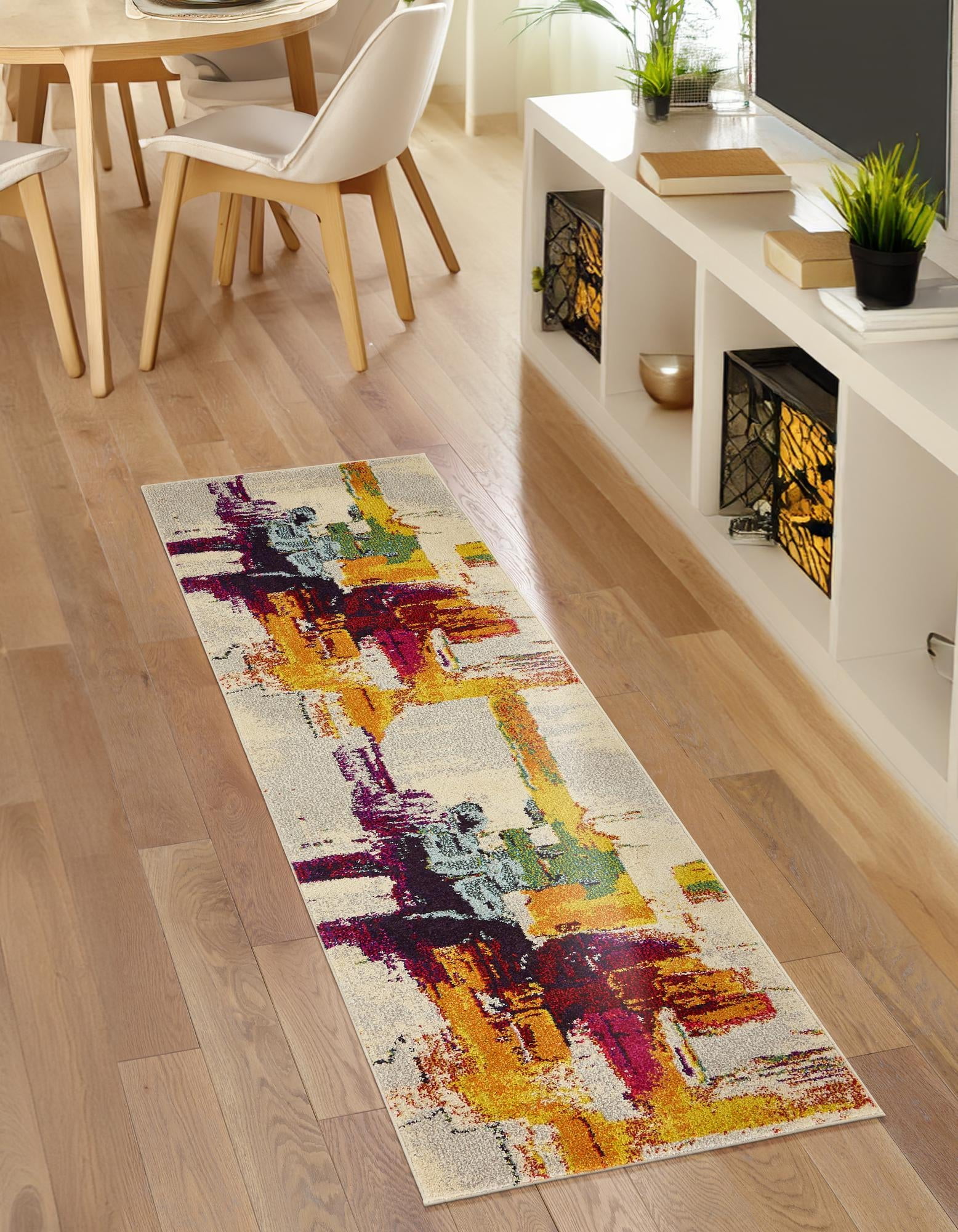 Unique Loom Estrella Colorful Geometric Abstract Area Rug or Runner for ...