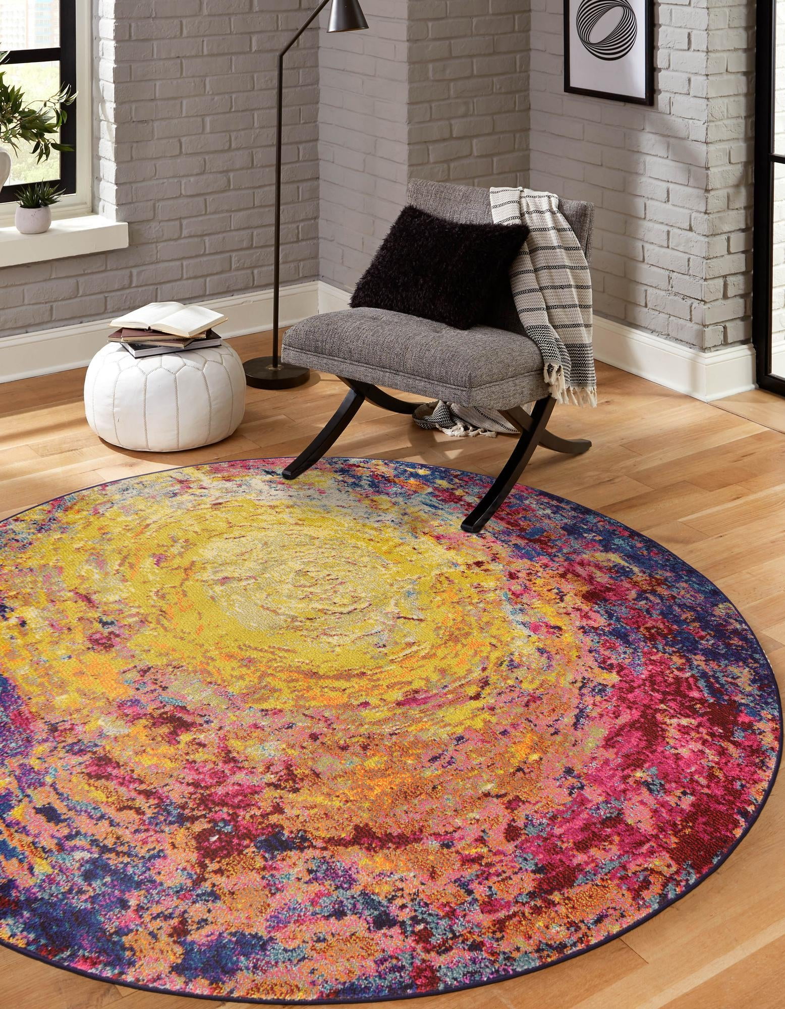 Unique Loom Estrella Collection Area Rug - Rome (6' Round Multi/Brown ...