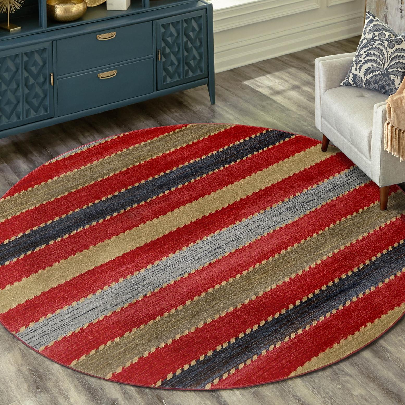 Unique Loom Fars Collection Area Rug - Monterey (12' 2" Round Multi ...